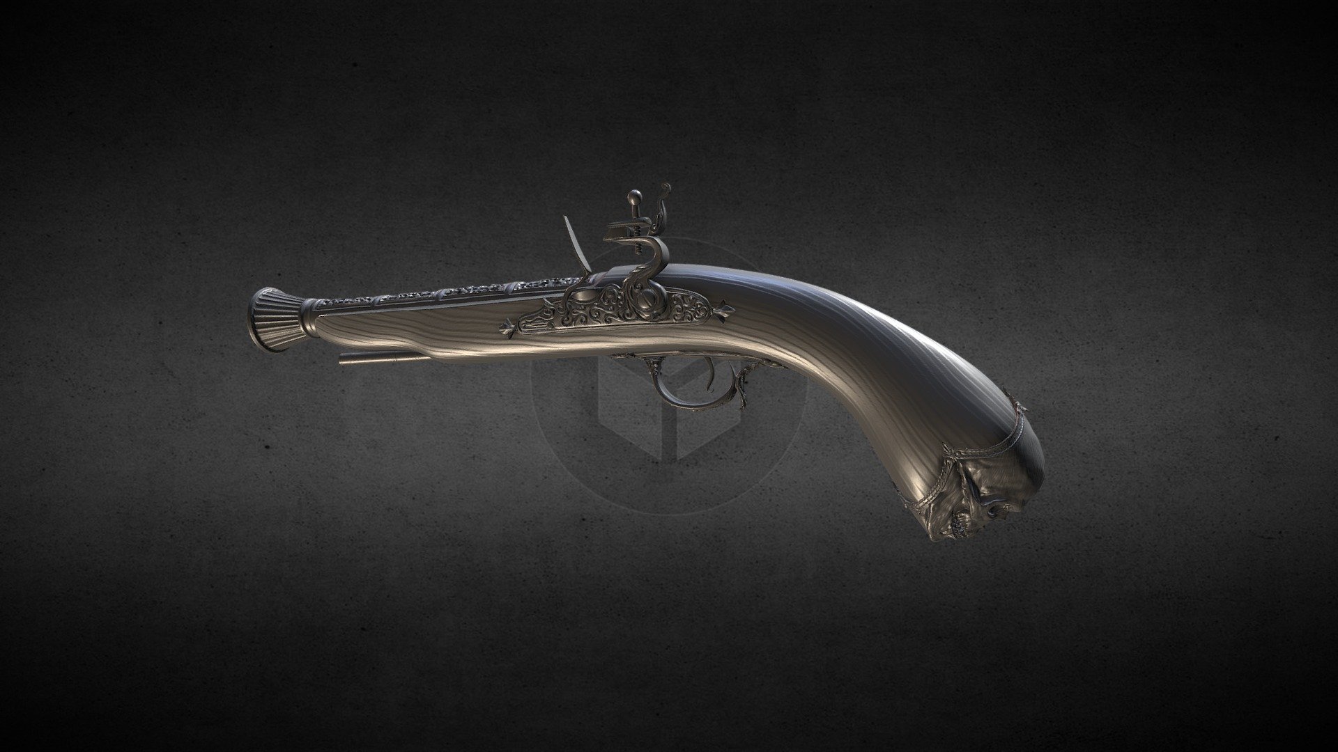 Skull flintlock pistol. 3d printable. - Download Free 3D model by ill ...