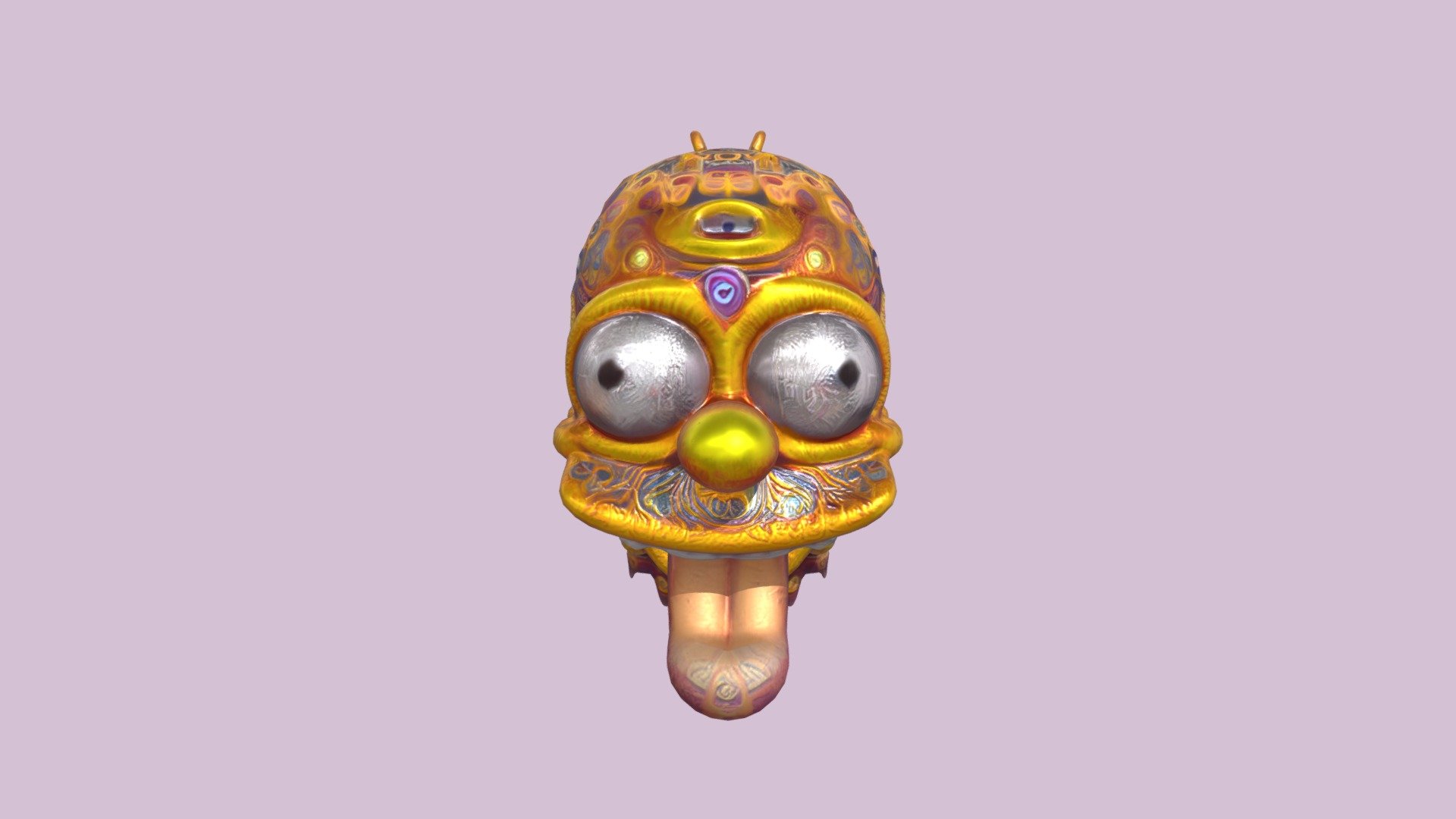 Surreal humanoid head with exaggerated eyes and - 3D model by Julio ...