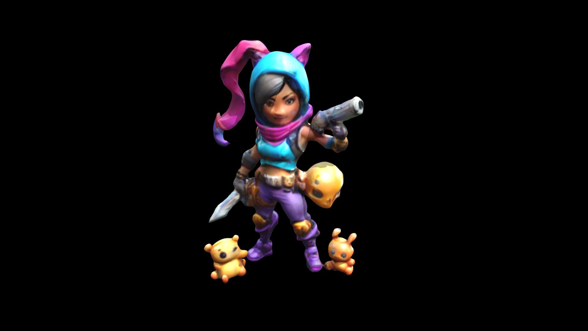 Mobile video game character with knife and gun - Download Free 3D model ...