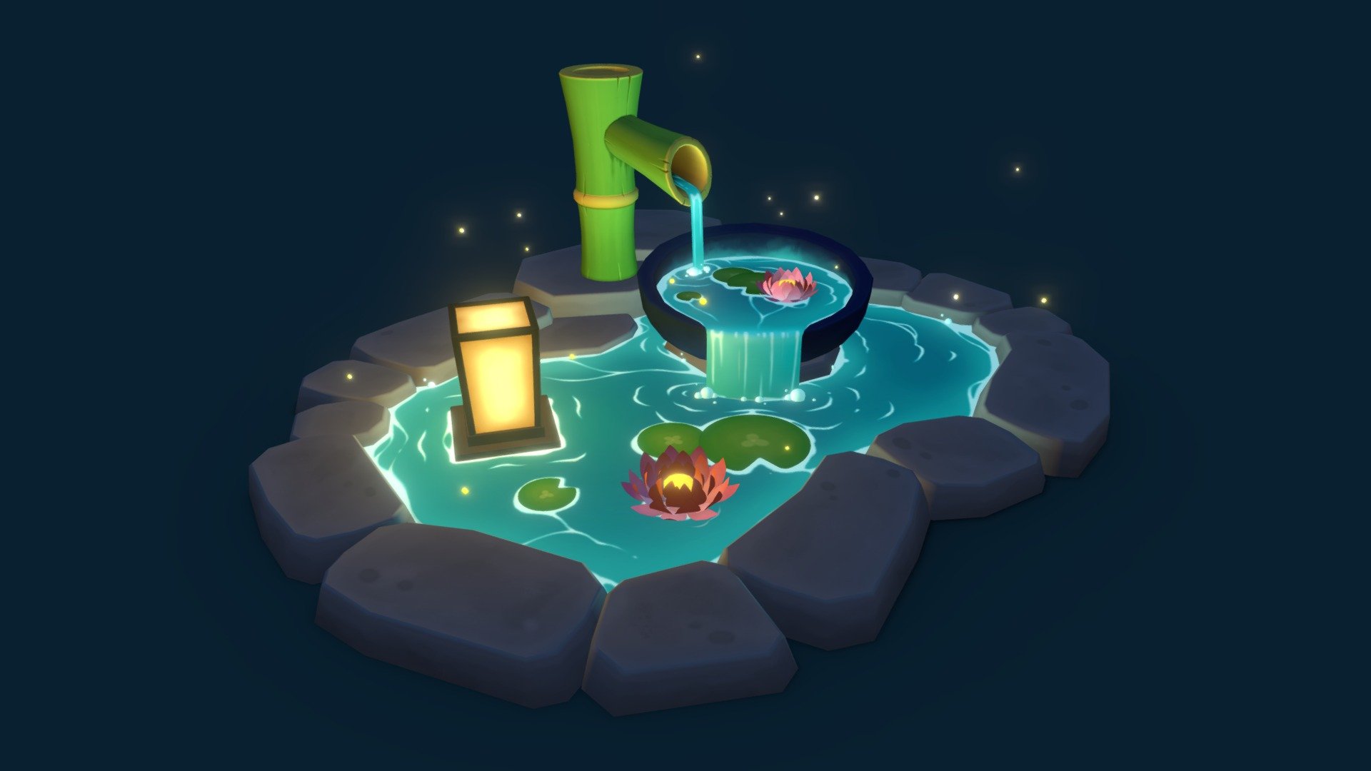 Stylised Japanese Pond - 3D model by Quiet Sovereign (@quiet_sovereign ...