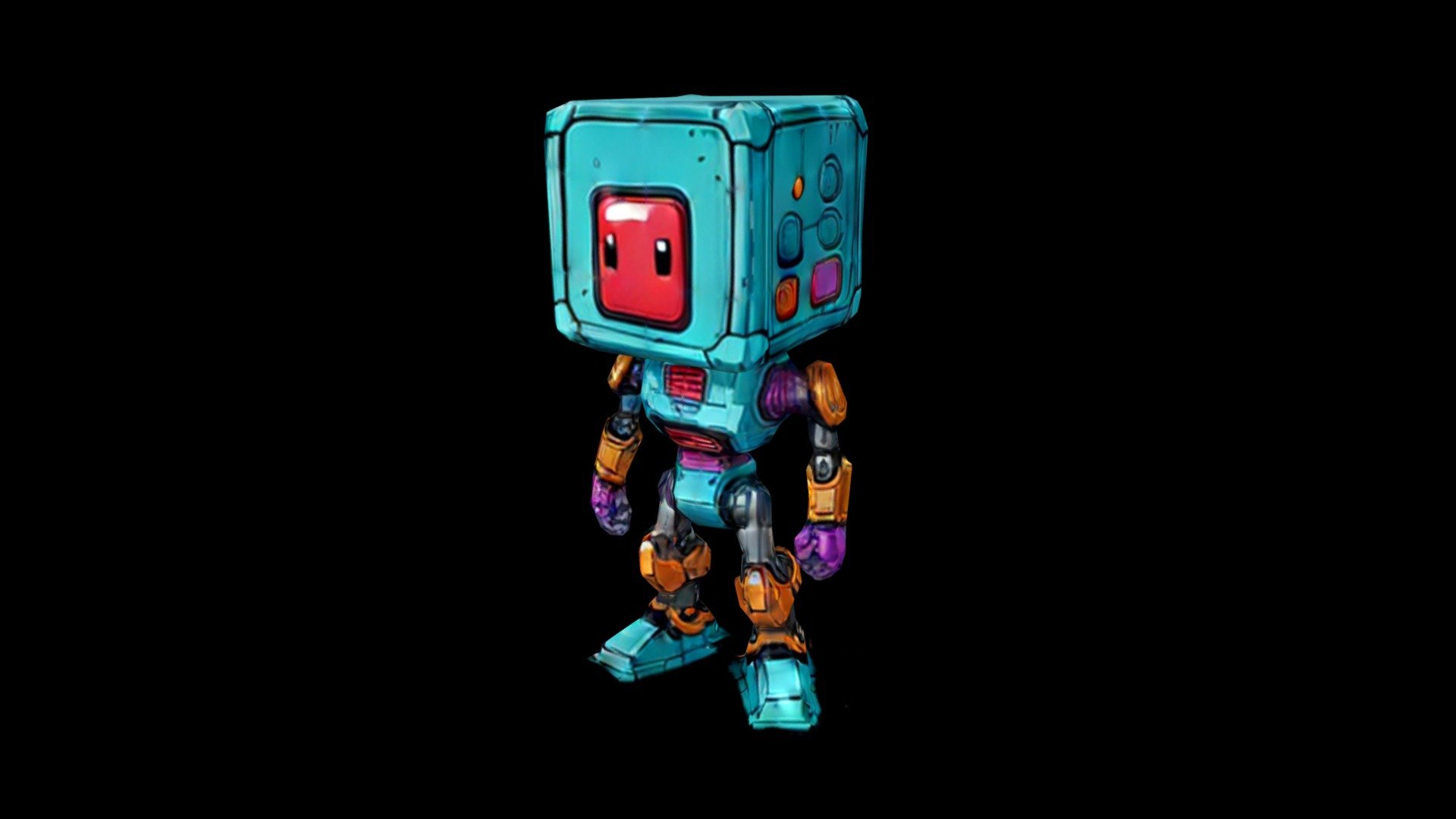 The title is "Colorful Robot with Blue Body and - Download Free 3D ...