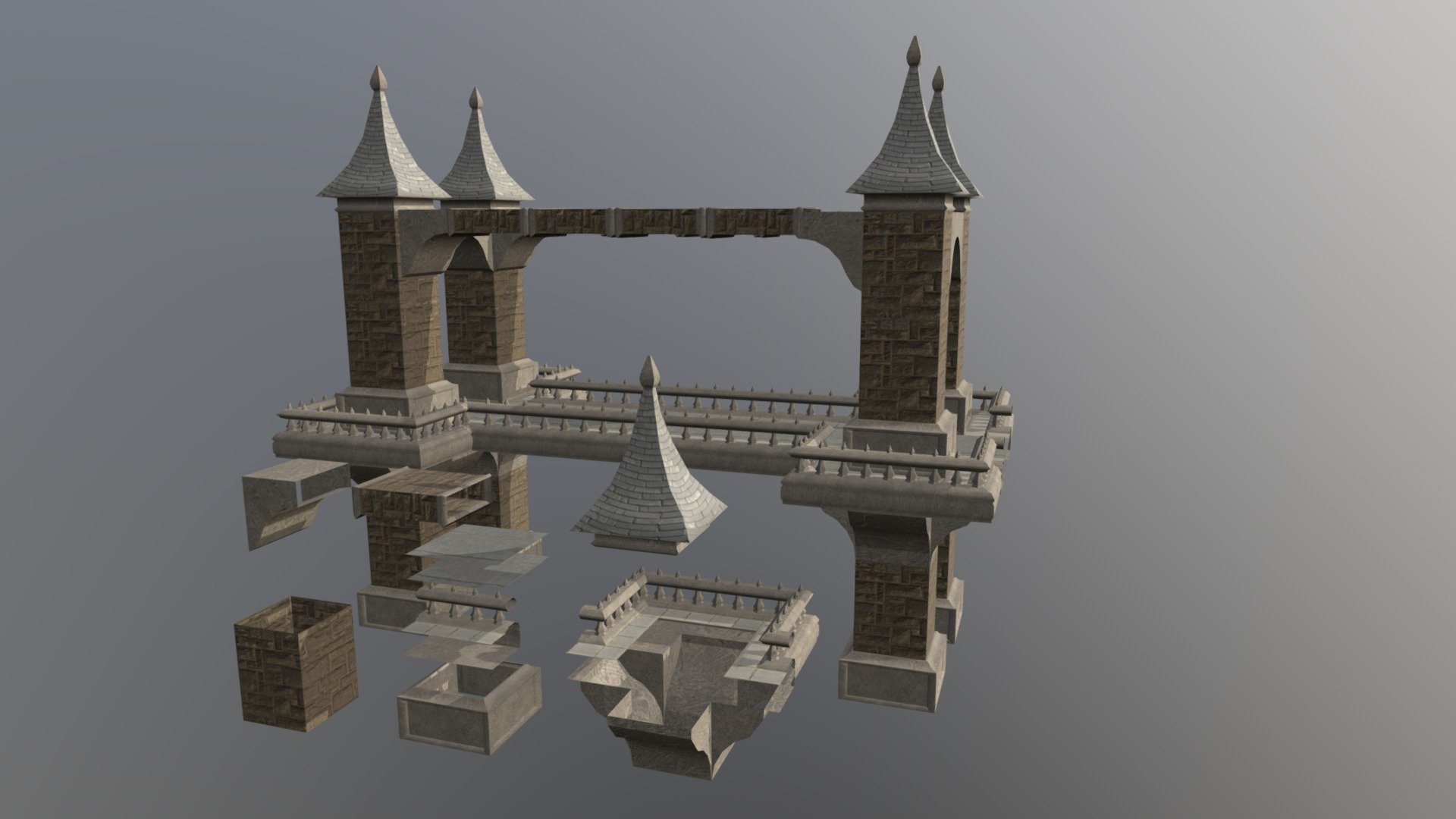 Old Brick Bridge - Modular Asset Pieces - Download Free 3D model by ...