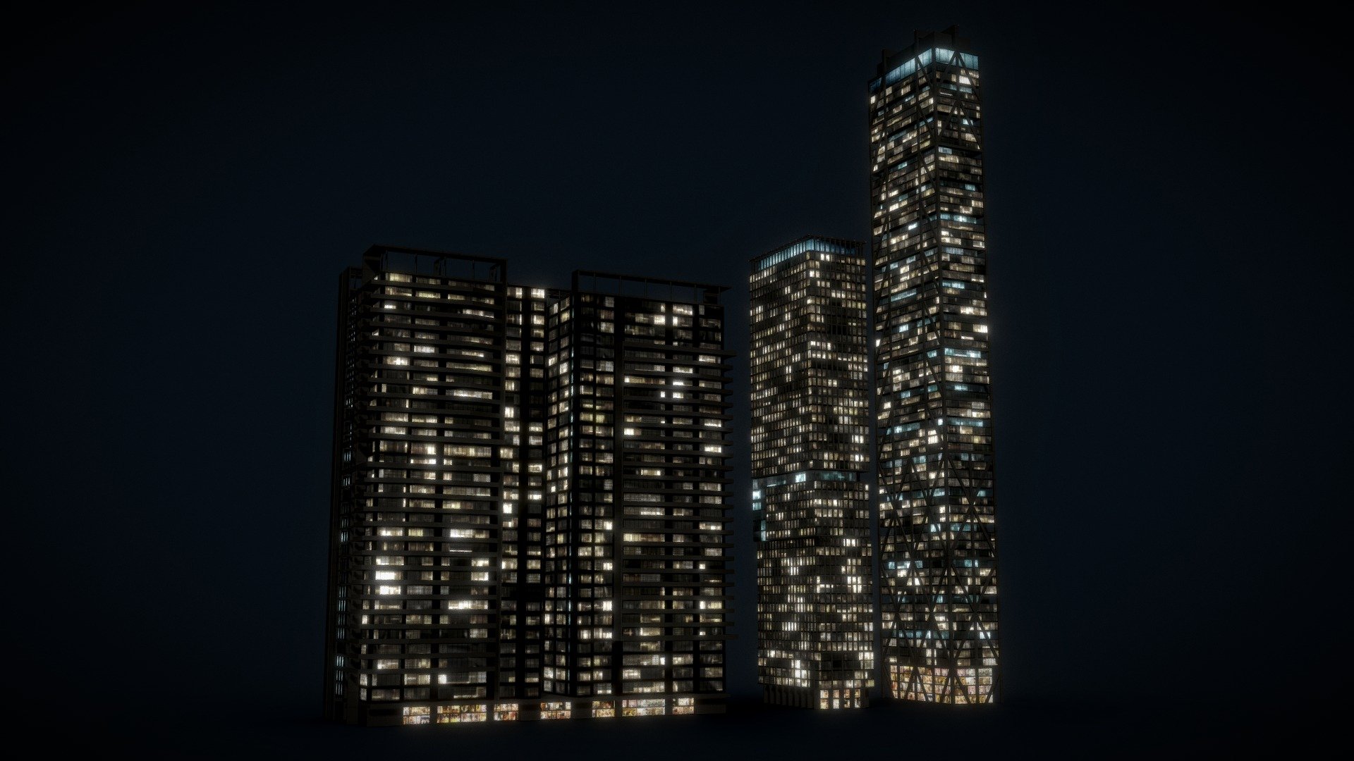 3 Night Apartment Buildings - 3D model by Oleksandr Bykov (@oleksandr ...