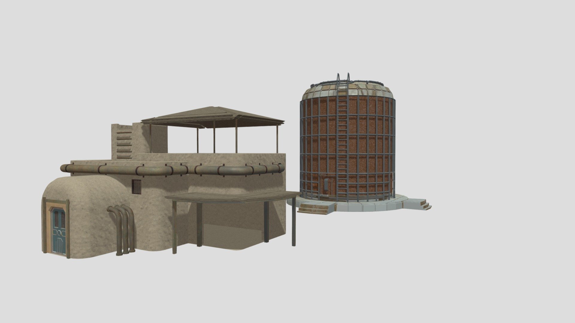 A sci fi desert environment building and tower - Download Free 3D model ...
