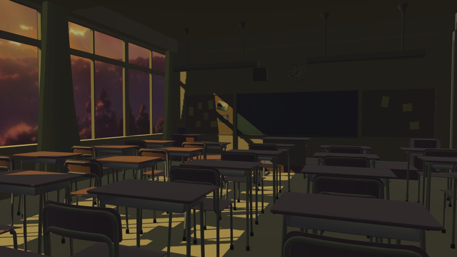 Anime class room - 3D model by 3Dji [494ce76] - Sketchfab