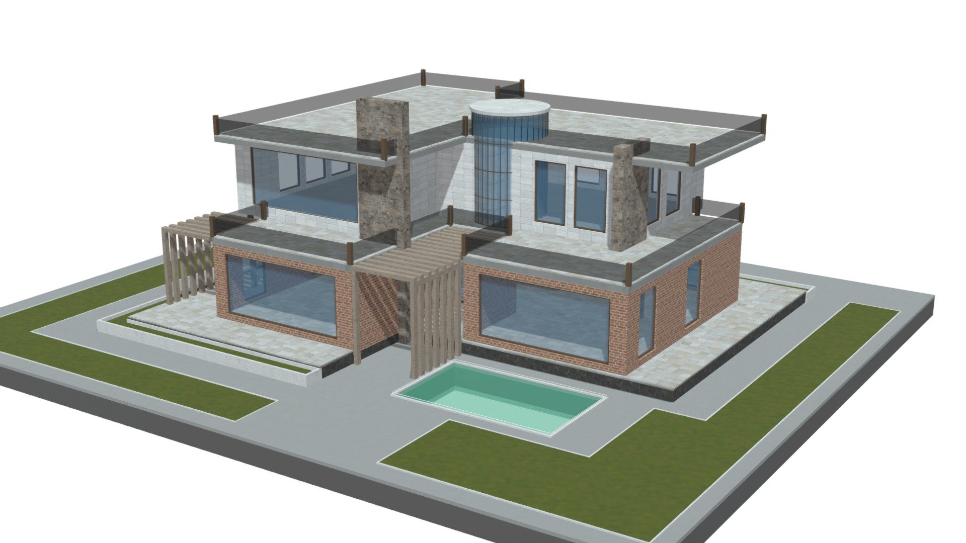 Modern Luxury Villa House Building Home Download Free 3D Model By