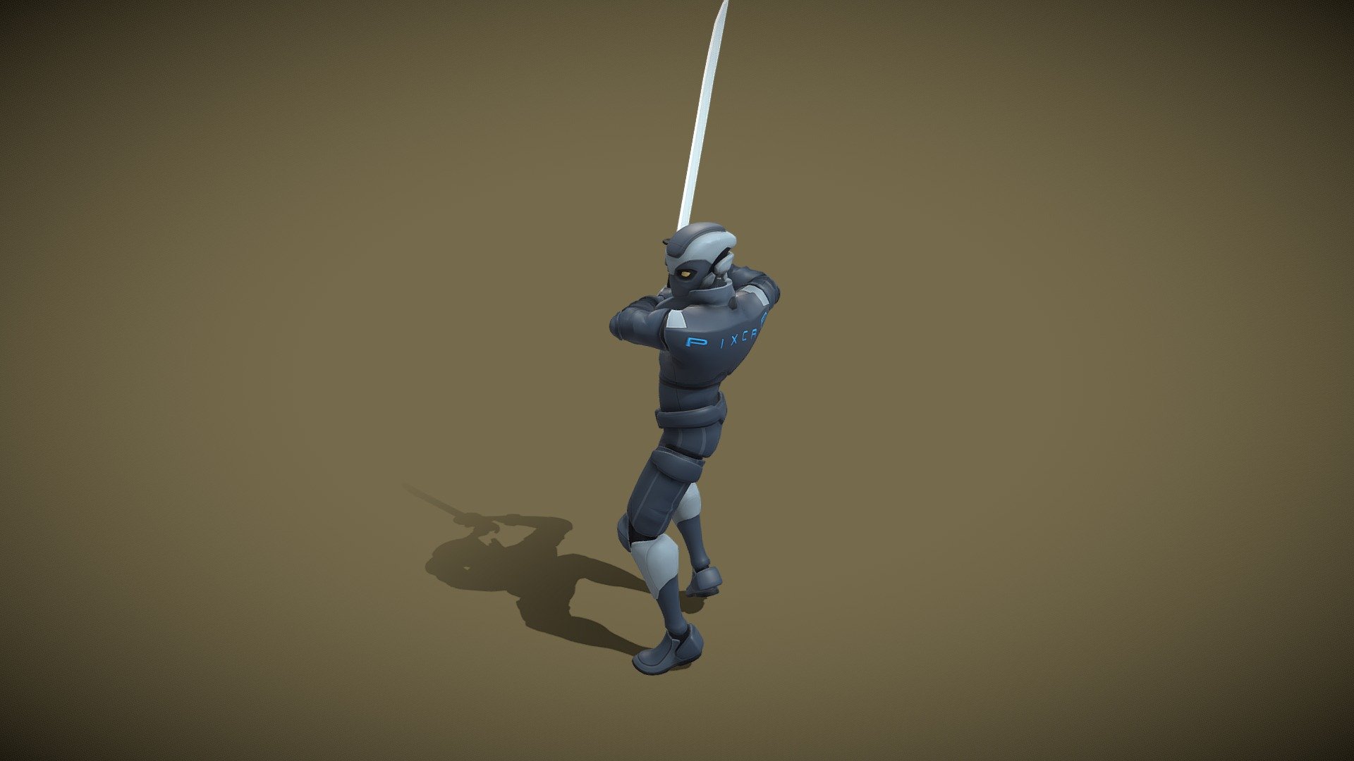 Animated Robot Walks with Japanese Katana Sword - 3D model by ...