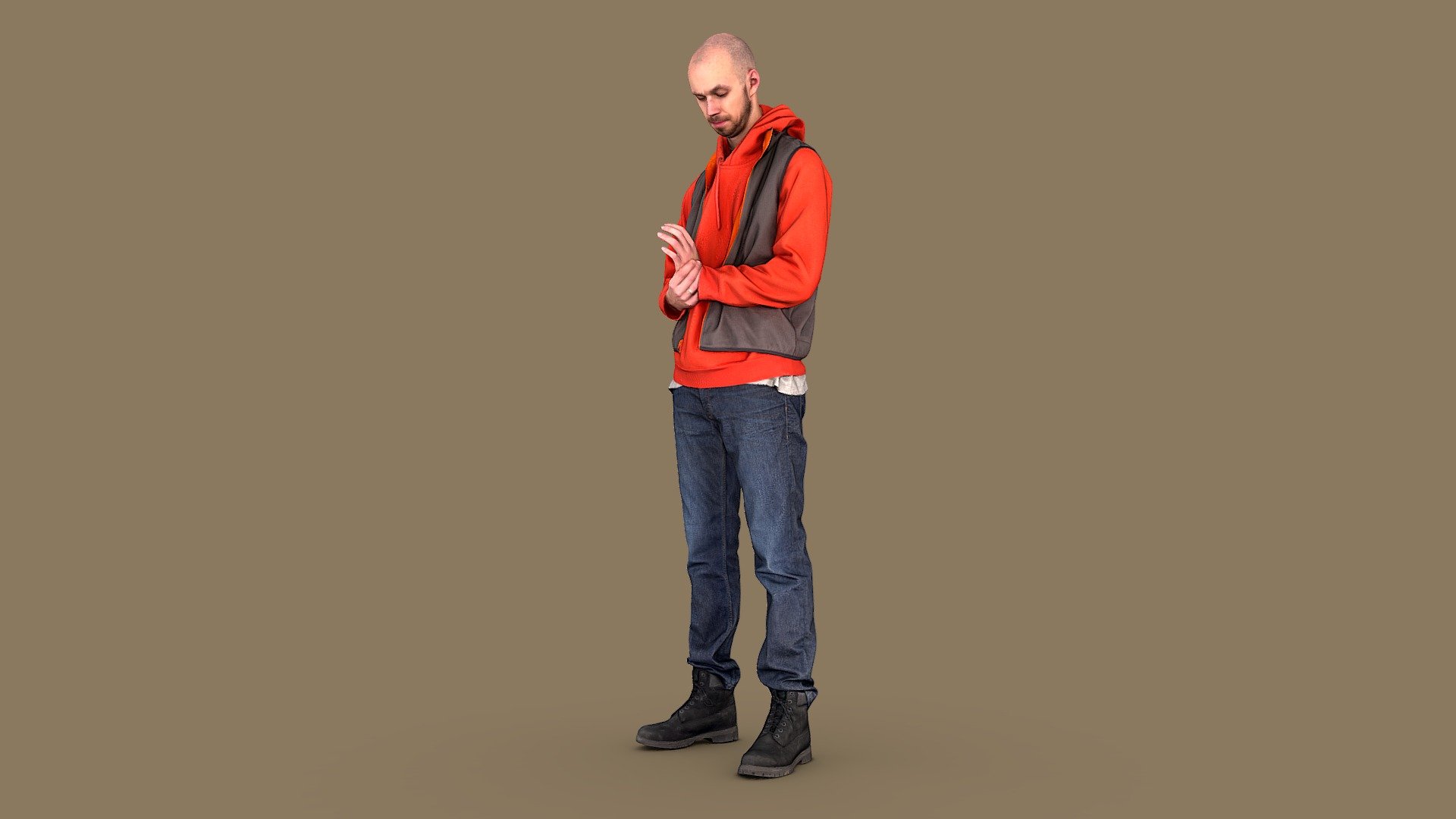 Tall Guy in Orange Hoodie - 3D model by kanistra [49ab49b] - Sketchfab