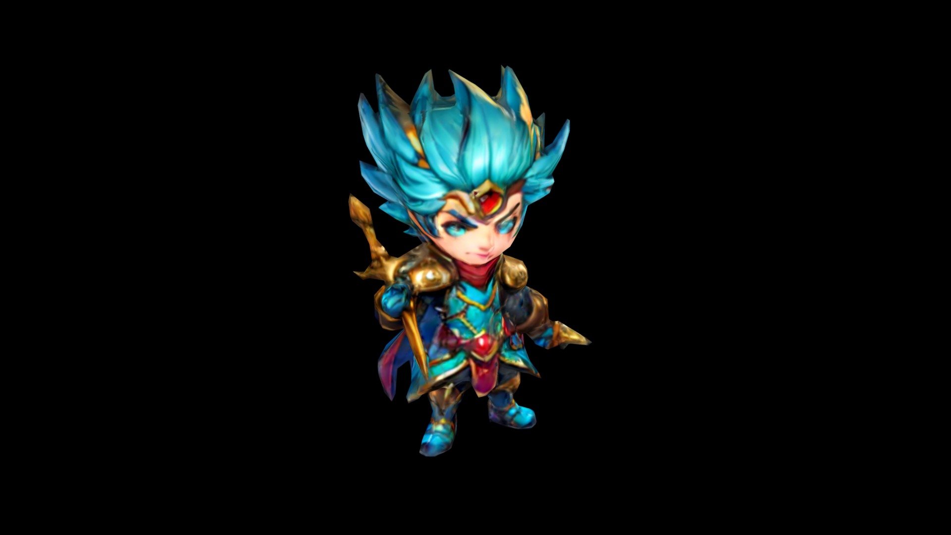 Anime-style character with turquoise hair and go - Download Free 3D ...