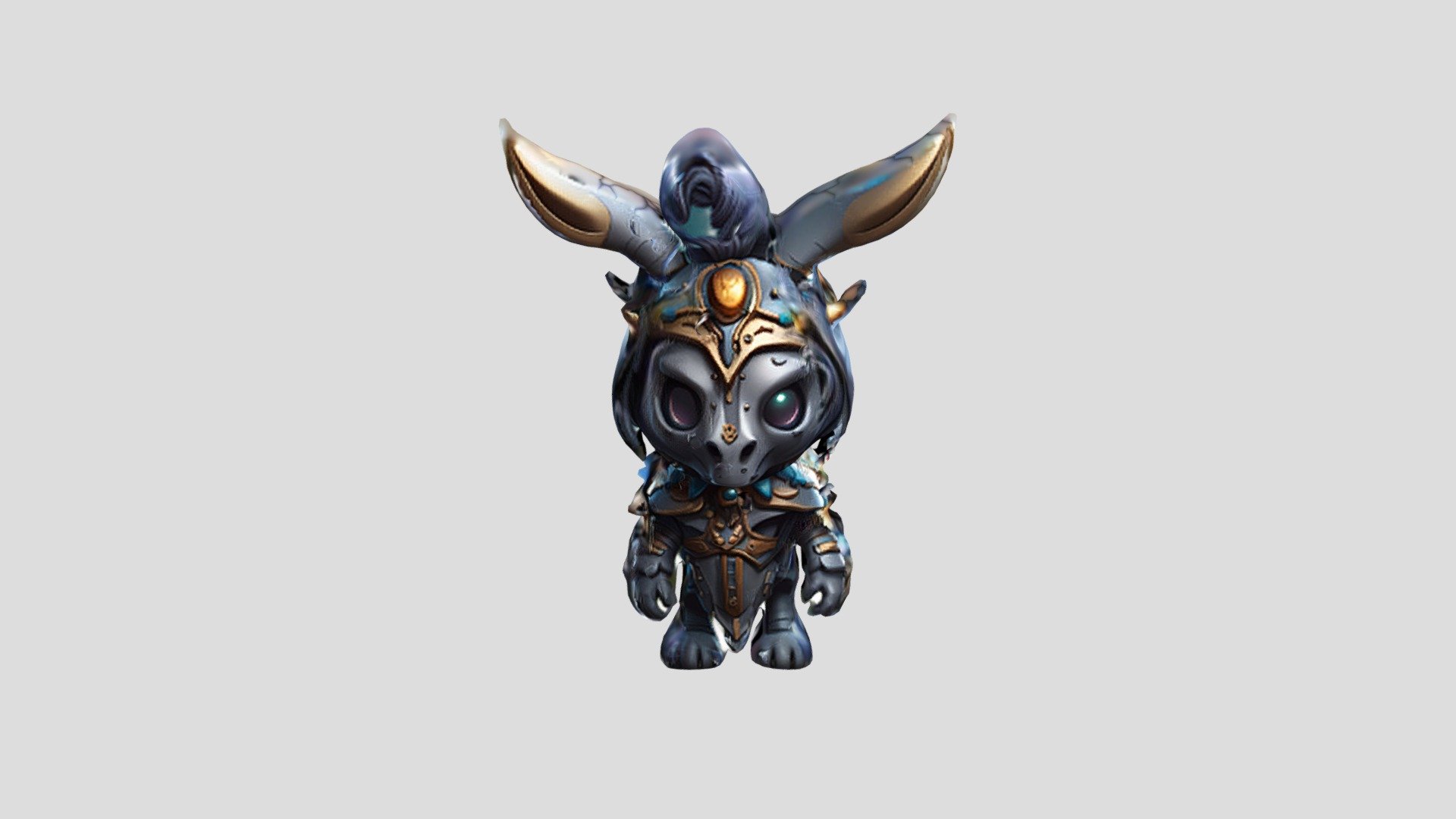 Cute Chibi Bunny Character with Horns and a Mon - Download Free 3D ...