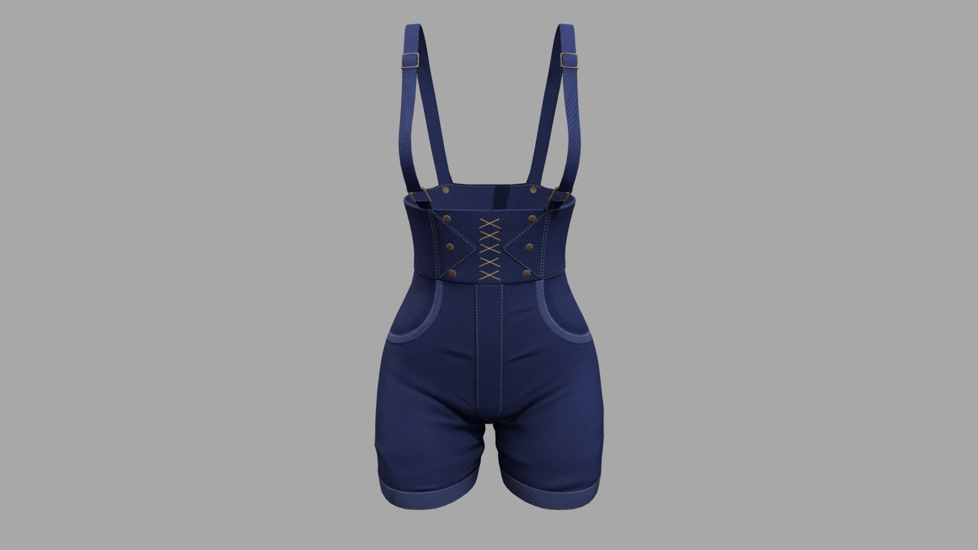 Female Denim Shorts Overalls - Buy Royalty Free 3D model by 3dia ...