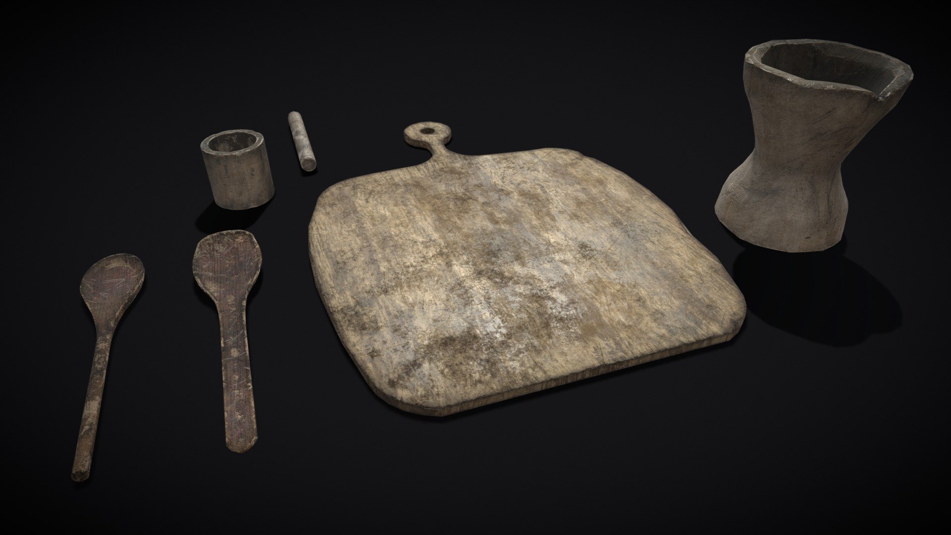 Rustic Wooden Medieval Cooking Set - Buy Royalty Free 3D model by ...