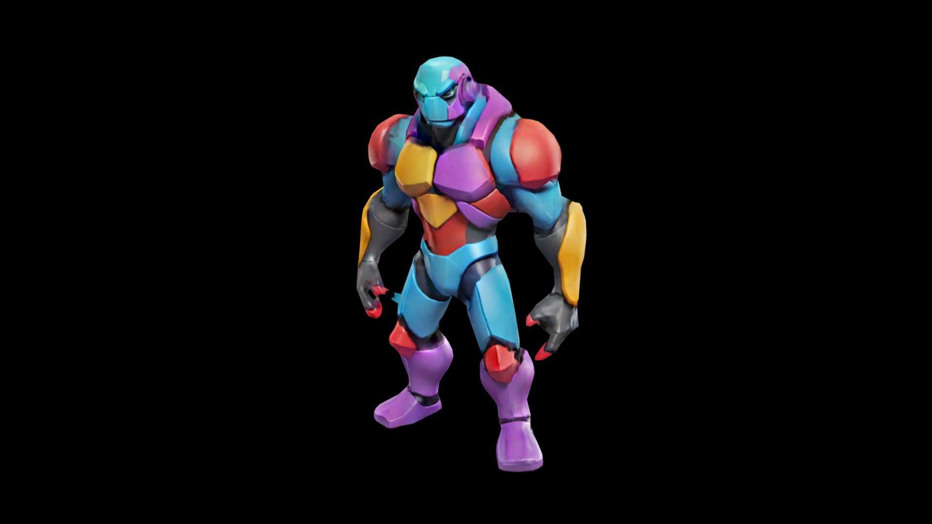 A colorful robot with purple, blue, red, and yel - Download Free 3D ...
