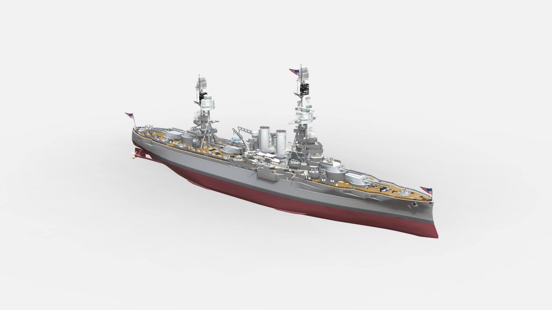 3d model AMERICAN NAVY 1944 WW2 BATTLESHIP - Buy Royalty Free 3D model ...