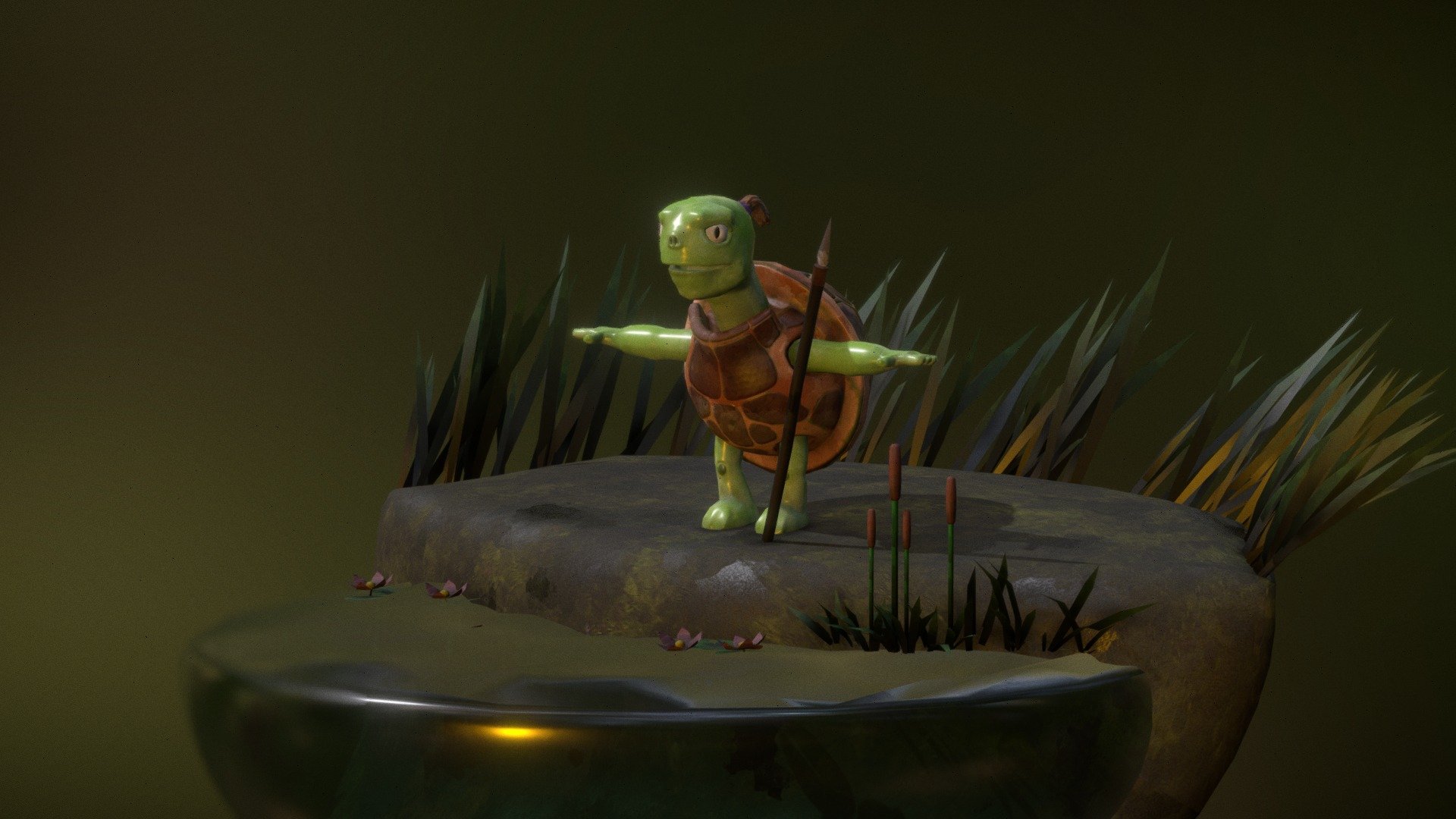 Turtle warrior with a spear - 3D model by galeanes [49edf2f] - Sketchfab