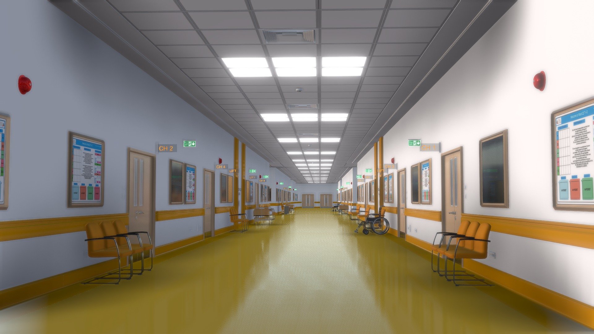 Hospital Hallway 2 - Buy Royalty Free 3D model by Giimann [49f3ace ...