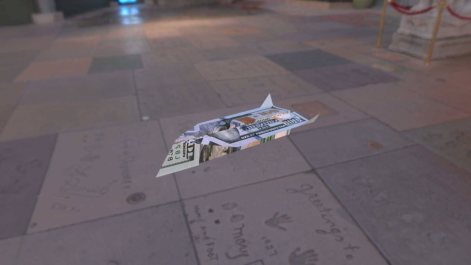 Paper Dollar Plane 3D AR VR 100 dollars Origami - 3D model by ...