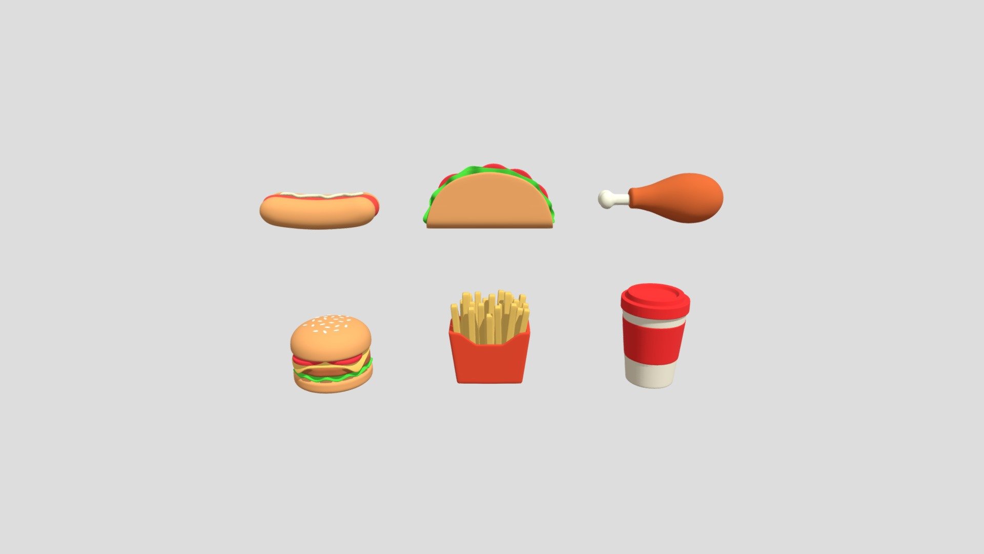 Fast Food Set - 3D model by noicieboy [4a2f396] - Sketchfab