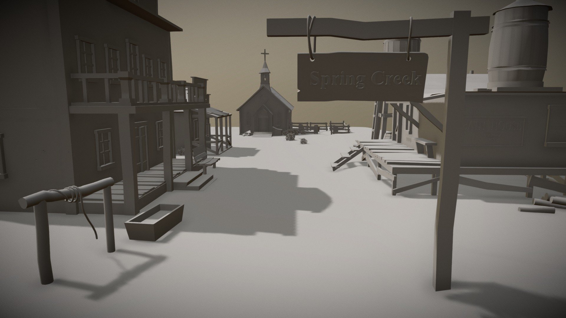 Wild West small town - 3D model by Okokok (@OlyaOK) [4a31d26] - Sketchfab