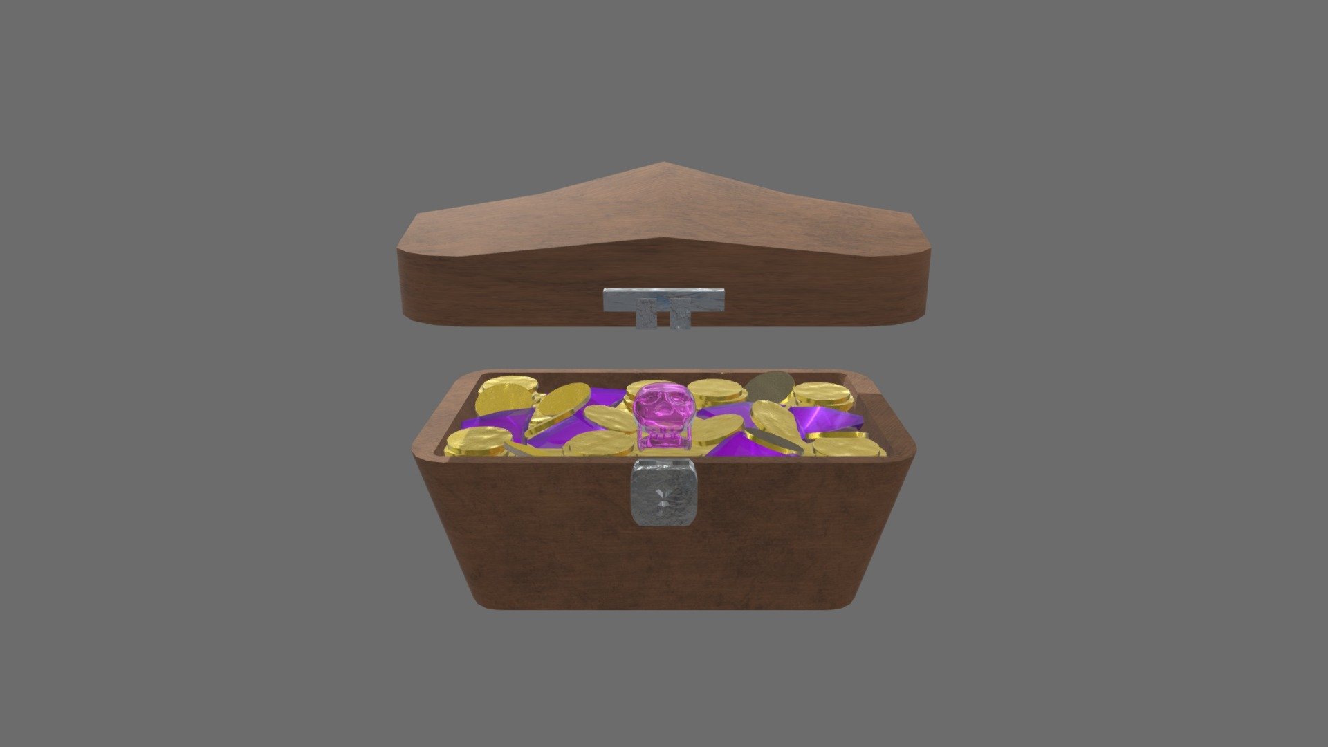 Chest (unattatched lid) with Lock and Contents - 3D model by Oakley ...