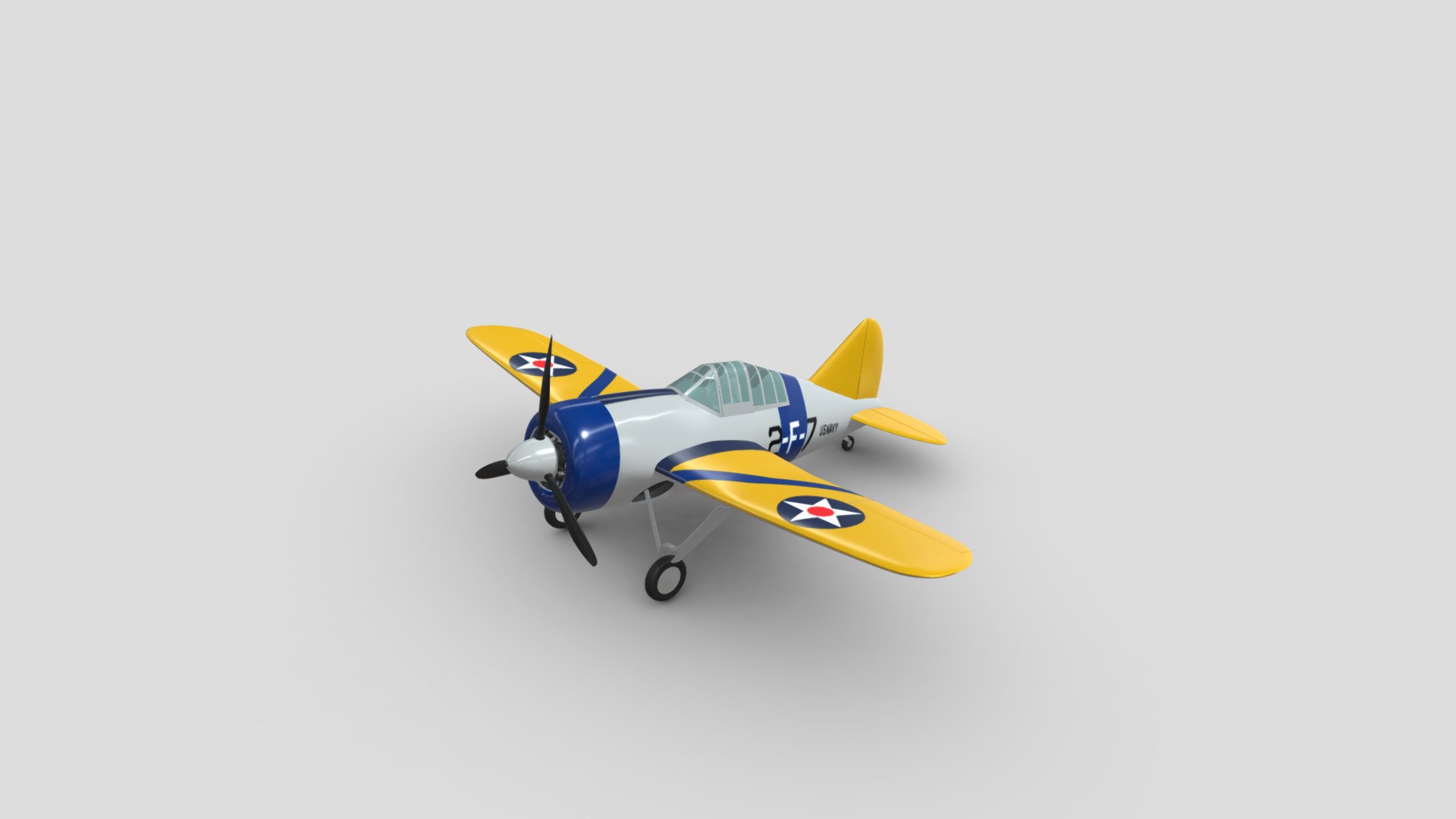 Brewster F2A Buffalo - simple - 3D model by arti4077 [4a6dcff] - Sketchfab