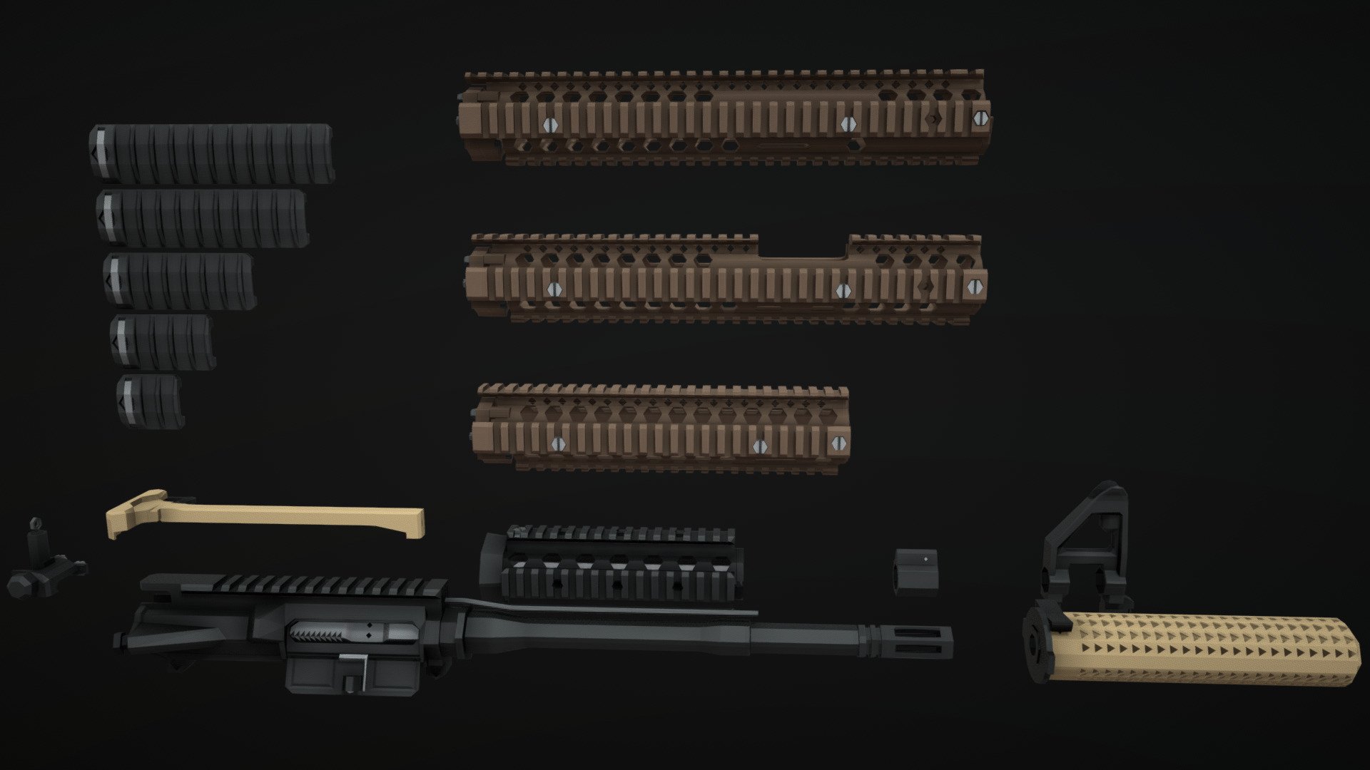 Low-Poly Mk18/CQBR parts collection - Download Free 3D model by ...