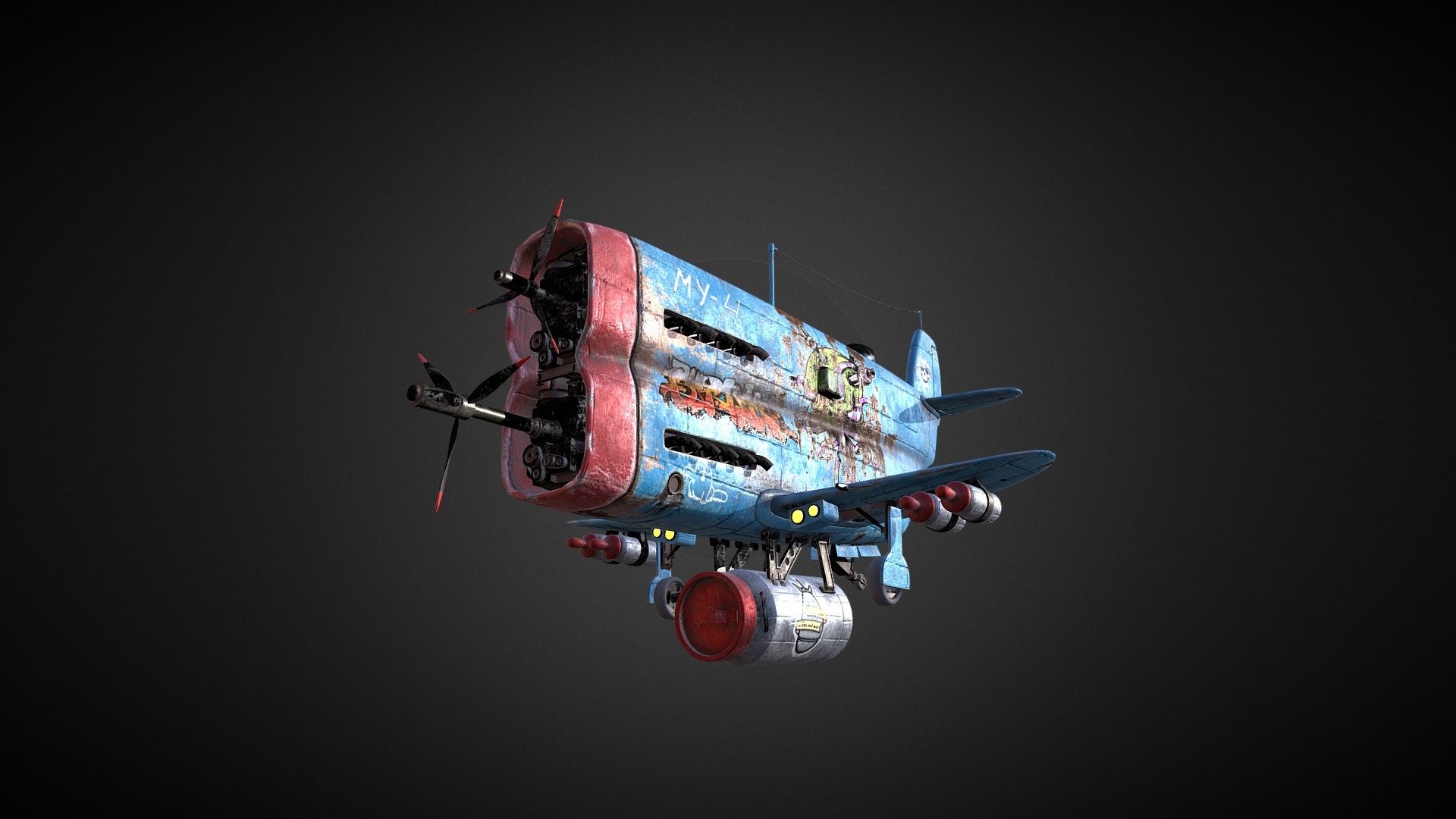 Stylized realistic blue airplane - 3D model by 3D_Kod [4aaf2e4] - Sketchfab