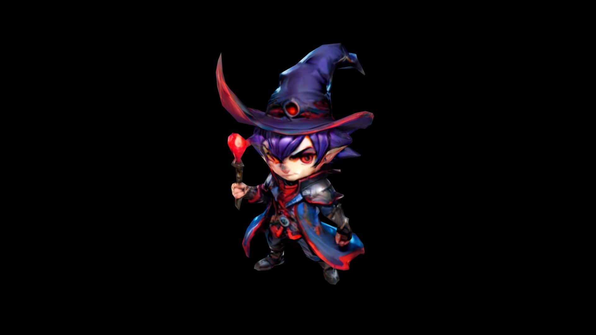 A blue-haired elf wizard with a magical staff an - Download Free 3D ...