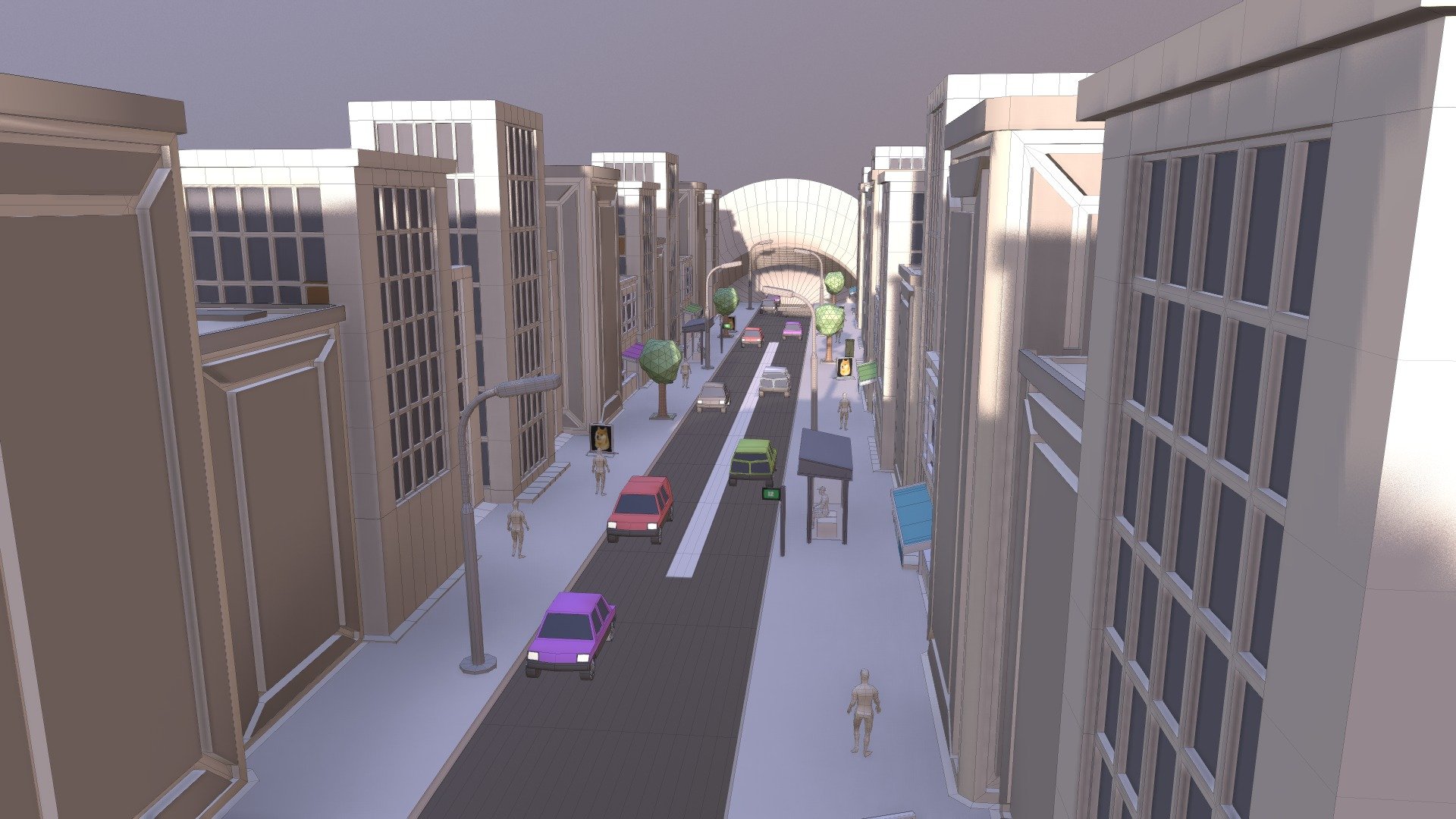 Lowpoly Street Animation - 3D model by el.visuelo [4ab4730] - Sketchfab