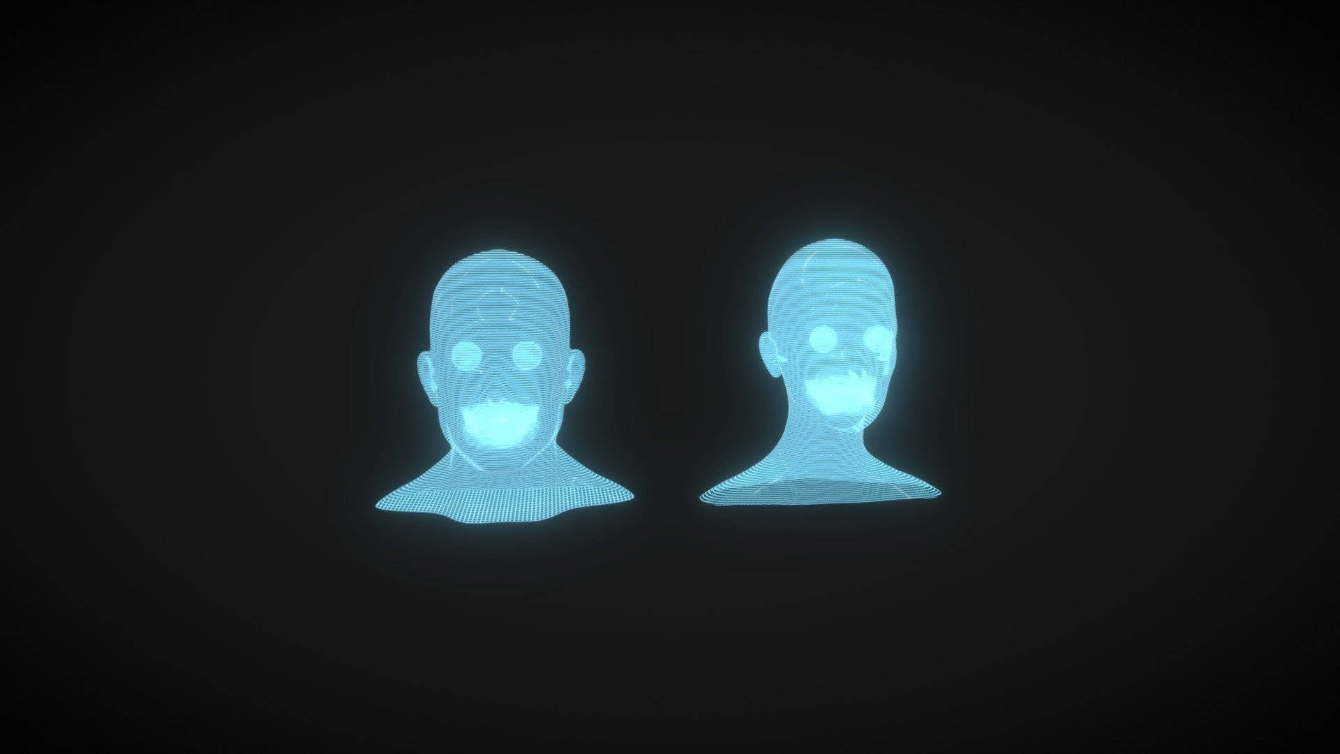 Hologram Male Female Head 3D Model Animated - Buy Royalty Free 3D model ...