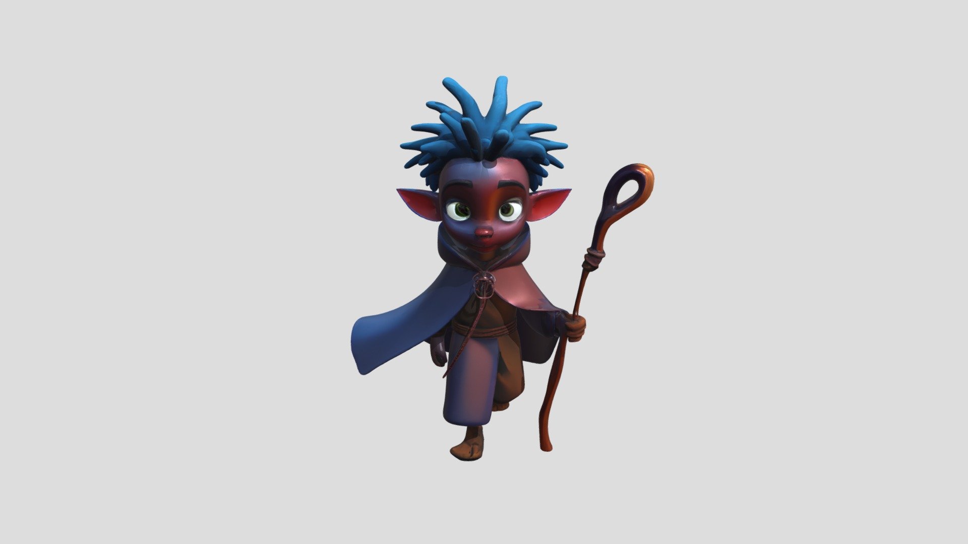 animated fantasy character with staff - 3D model by Kalyle.Vibes ...