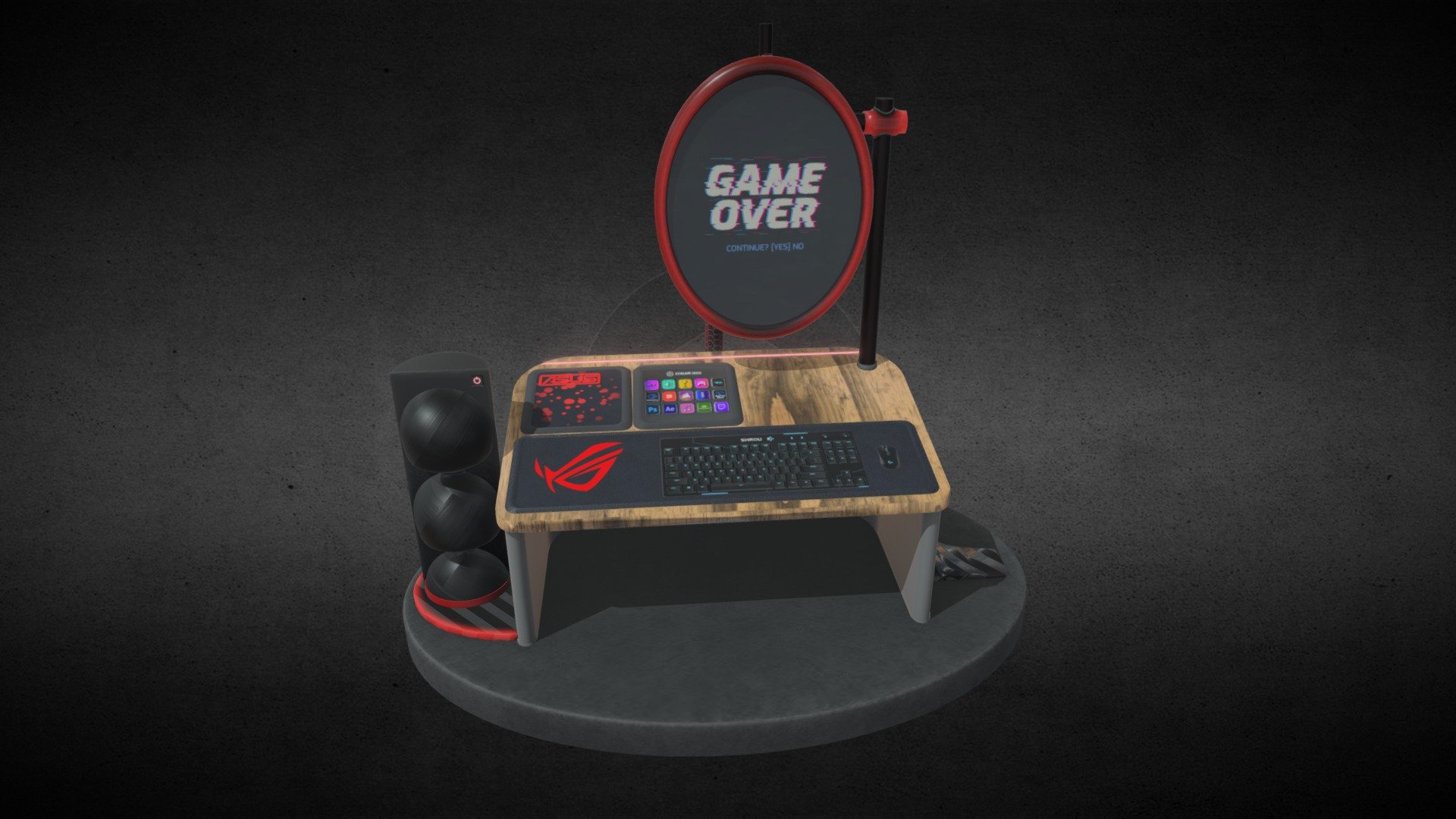 Gaming desk with computer - 3D model by Kevitomk14 [4af8930] - Sketchfab