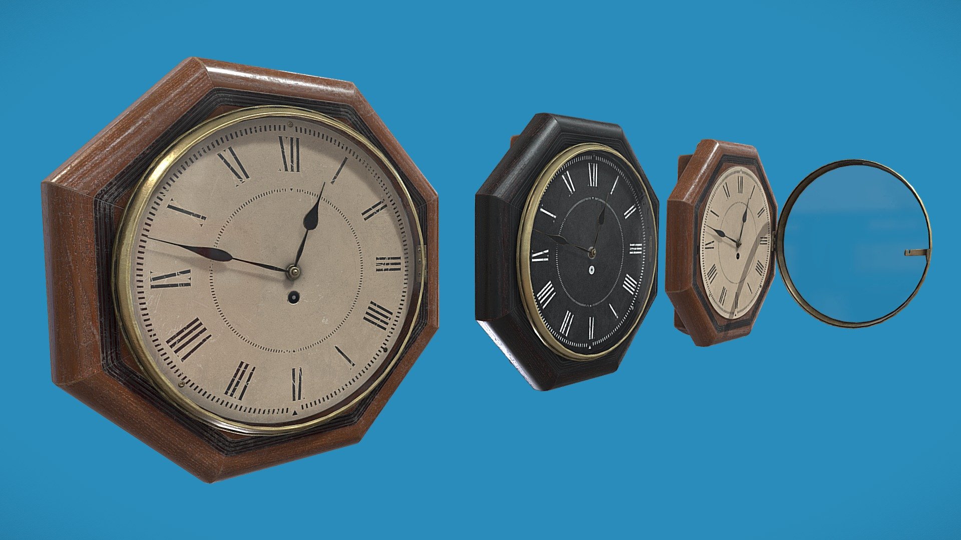 Antique Octagonal Wall Clocks Type B - 3D model by Mad_Lobster_Workshop ...