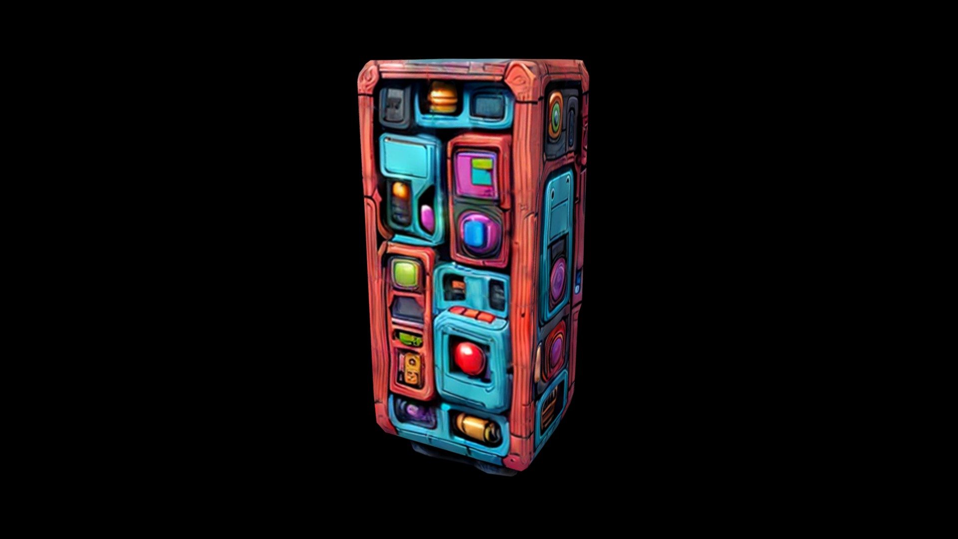 Colorful cube robot with an assortment of button - Download Free 3D ...