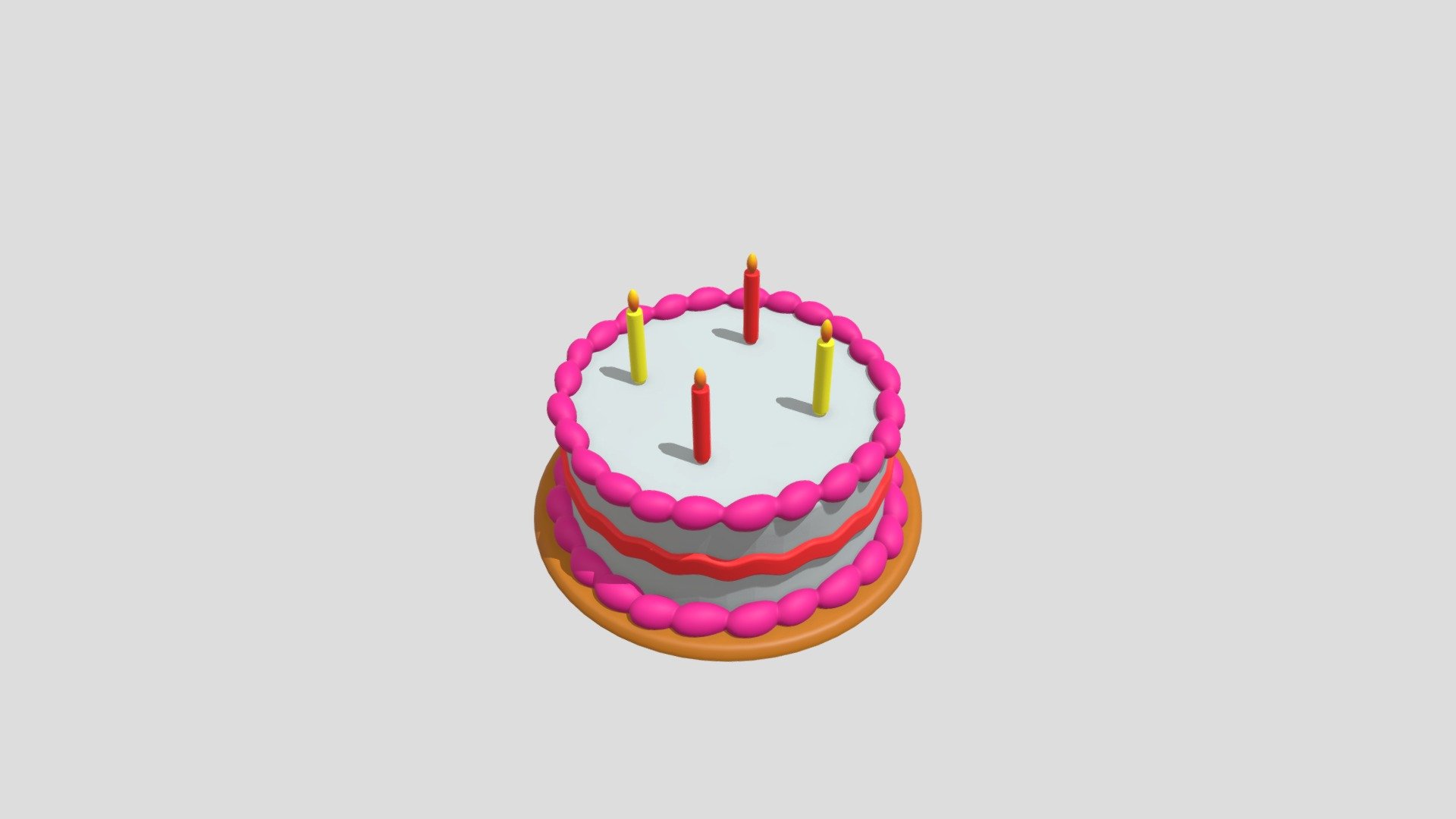 3D Cartoon Birthday Cake with Candles - Download Free 3D model by Skill ...