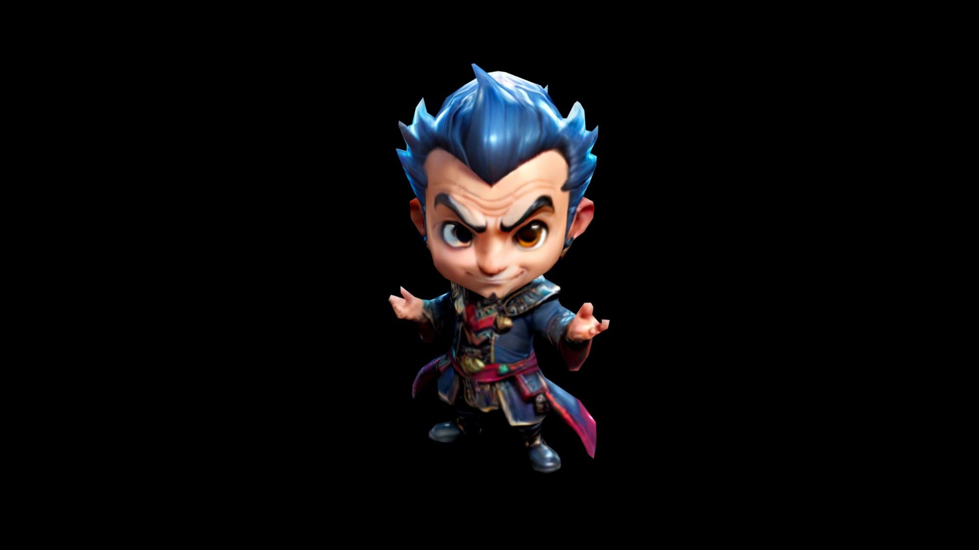 An angry looking chibi character with blue hair - Download Free 3D ...