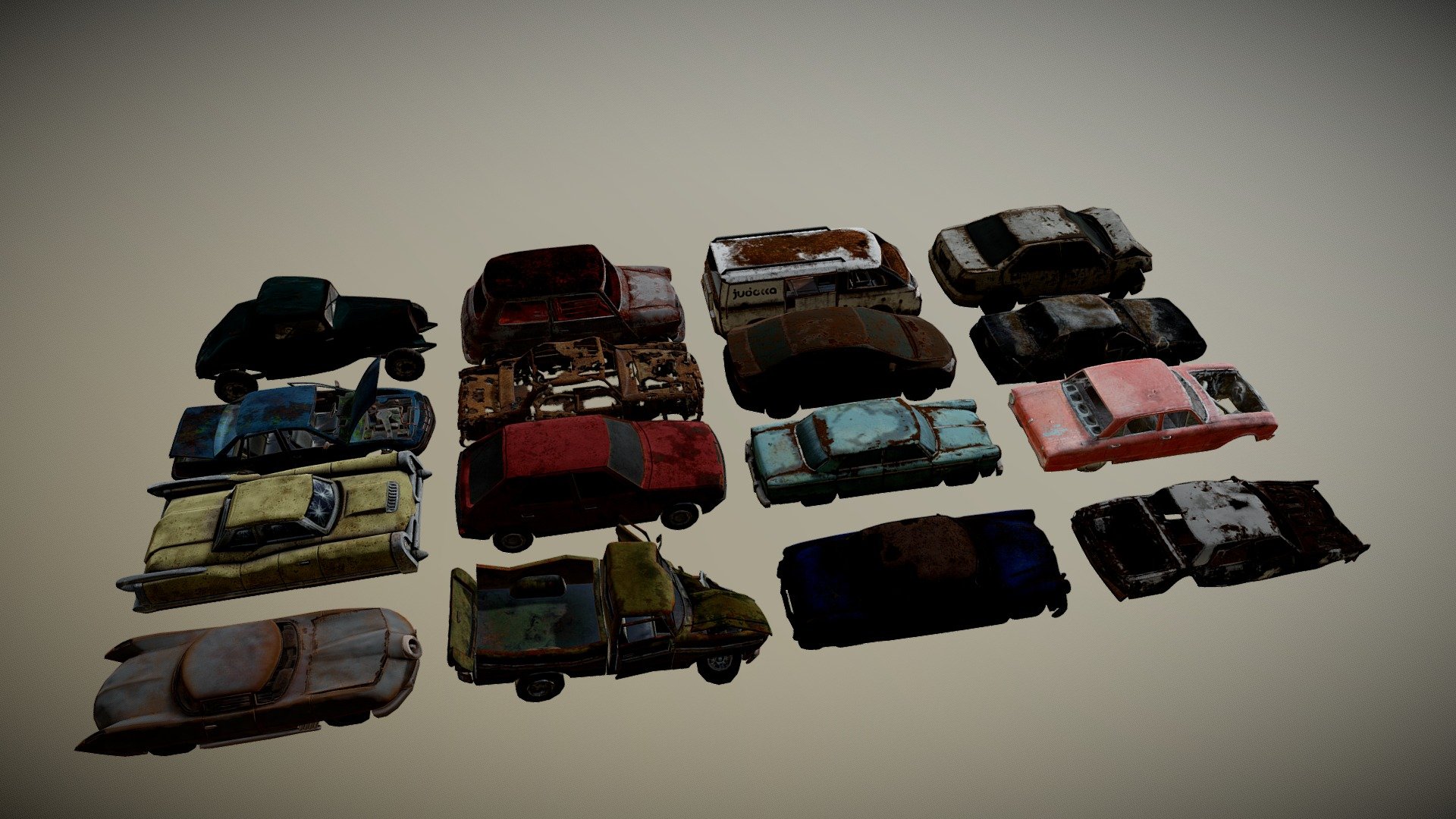 (100) Realistic Destroyed Cars 3D Assets Pack - 3D model by Console Art ...
