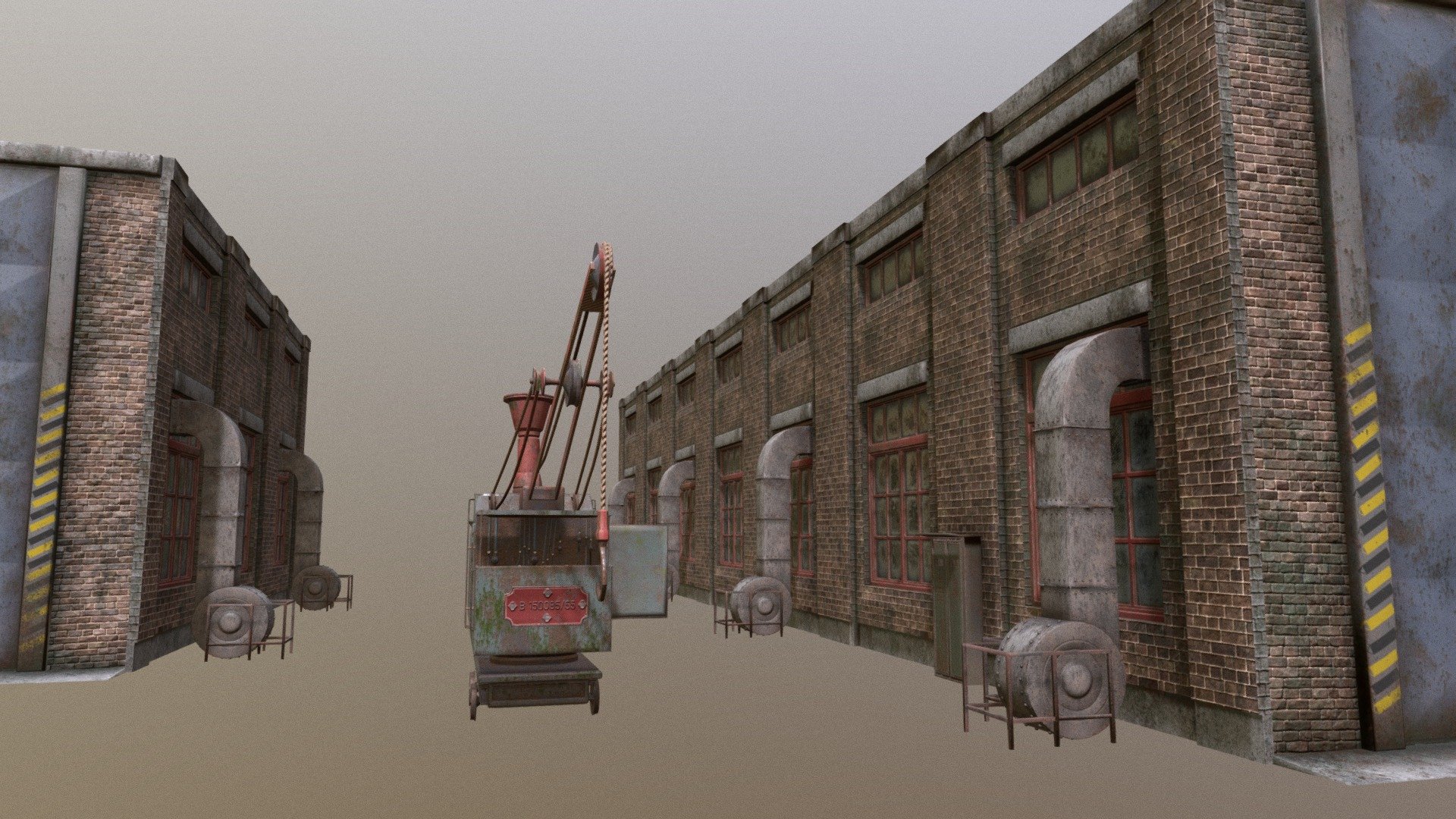 Warehouse with old steam digger - Buy Royalty Free 3D model by Thomas ...