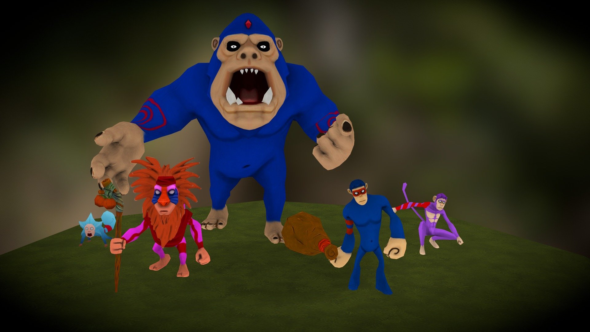 Monkey's Tribe - 3D model by Tarcisio Rezende (@Shendoo) [4b5d8fb ...