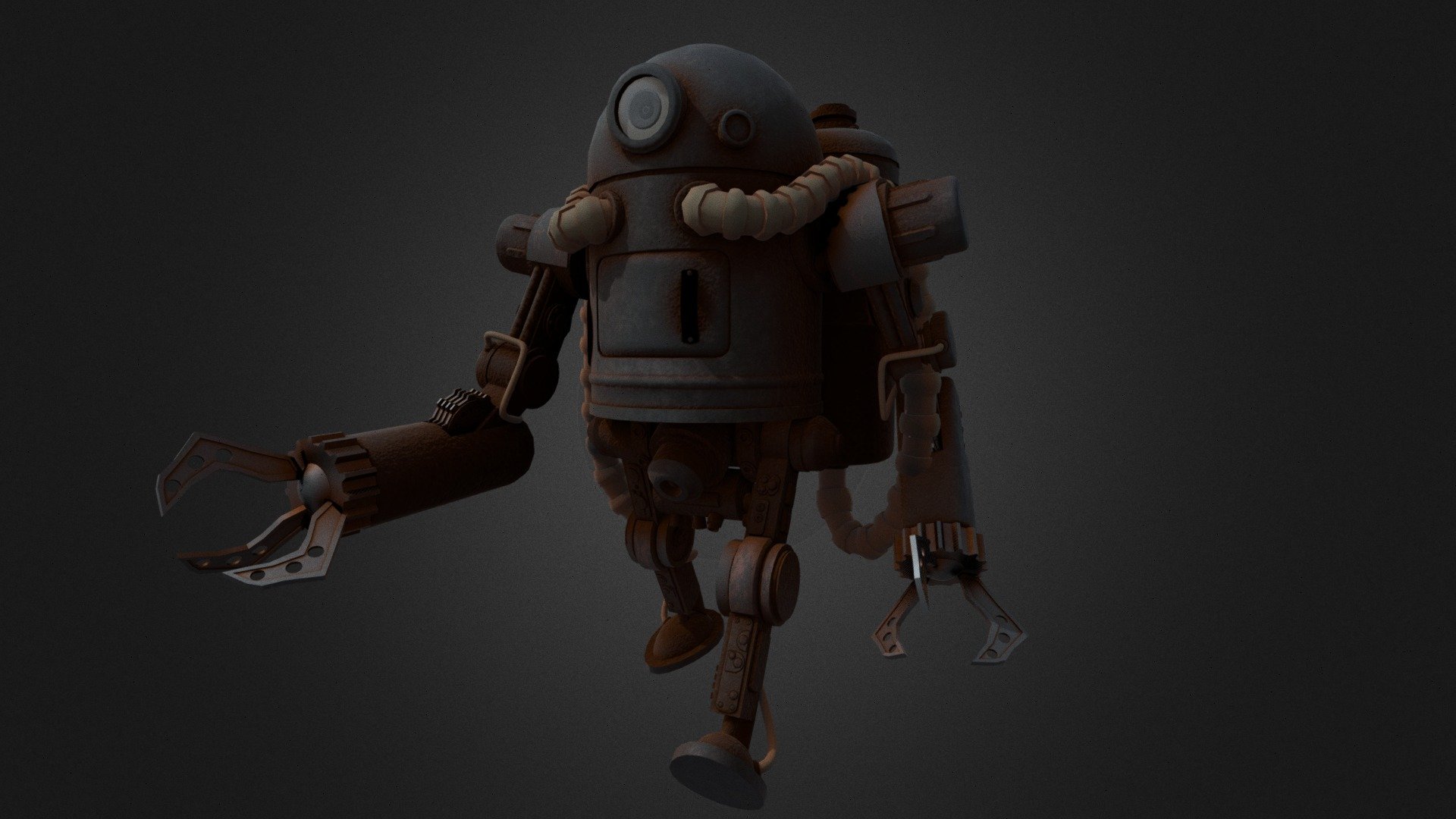 Little Rusty Steampunk Robot-assistant - Download Free 3D model by ...
