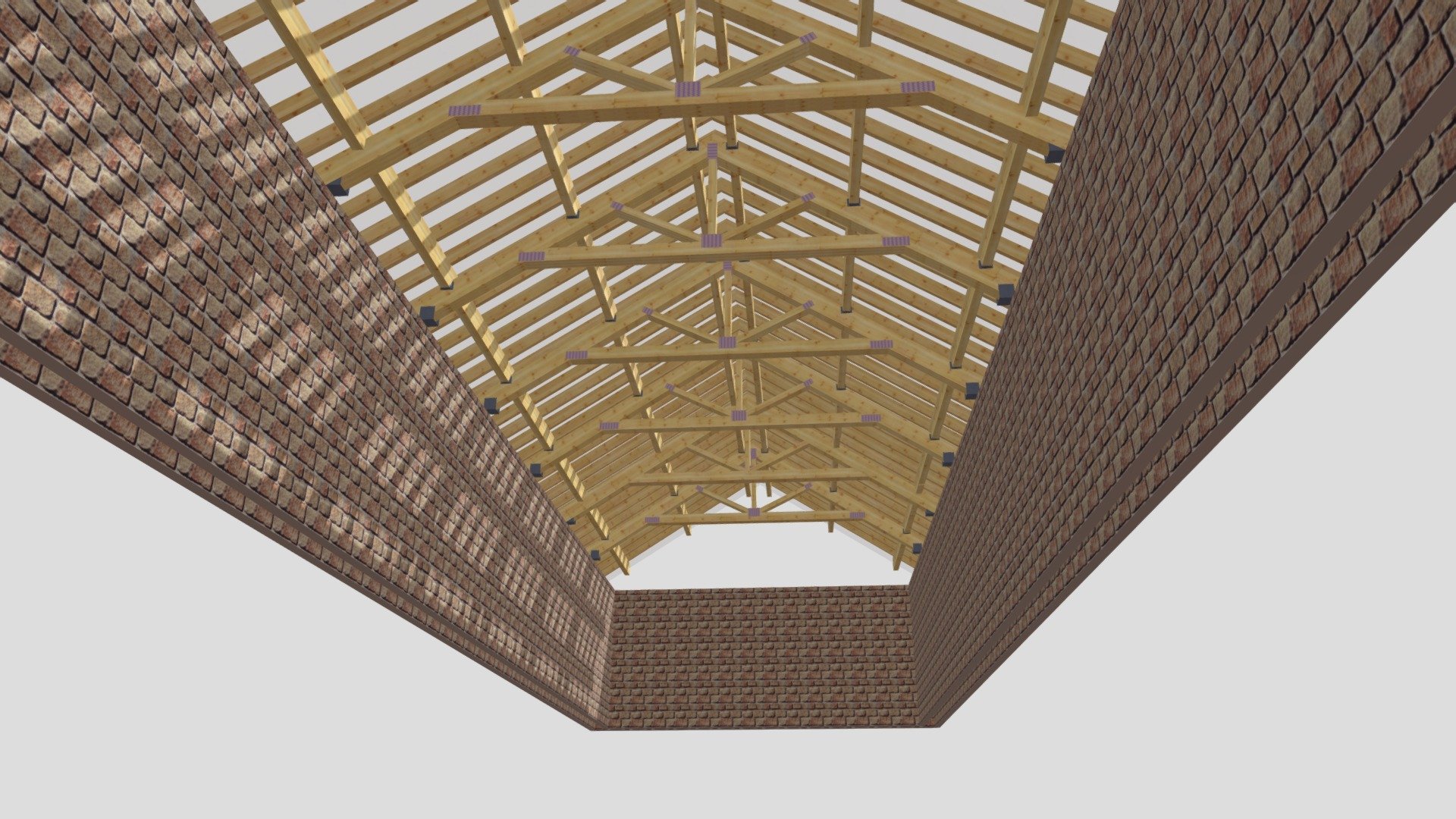Traditional Queen Post with Purlin & Rafter - Download Free 3D model by ...