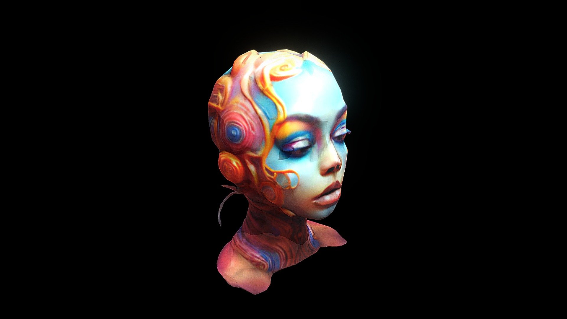 a close up of a woman 's face with colorful m - Download Free 3D model ...