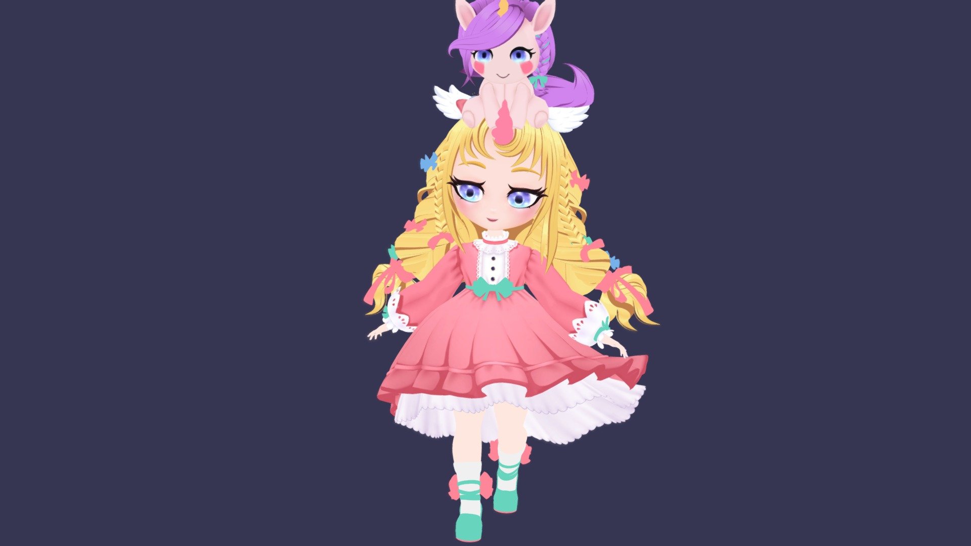 Unicorn vtuber with companion - 3D model by nyanwake [4b8af91] - Sketchfab