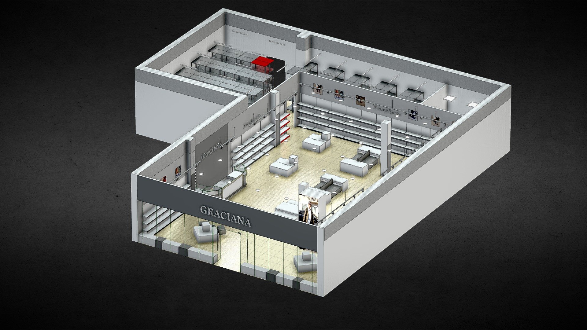 shoes store mall north with light - 3D model by 3DGrom (@dizartoren ...