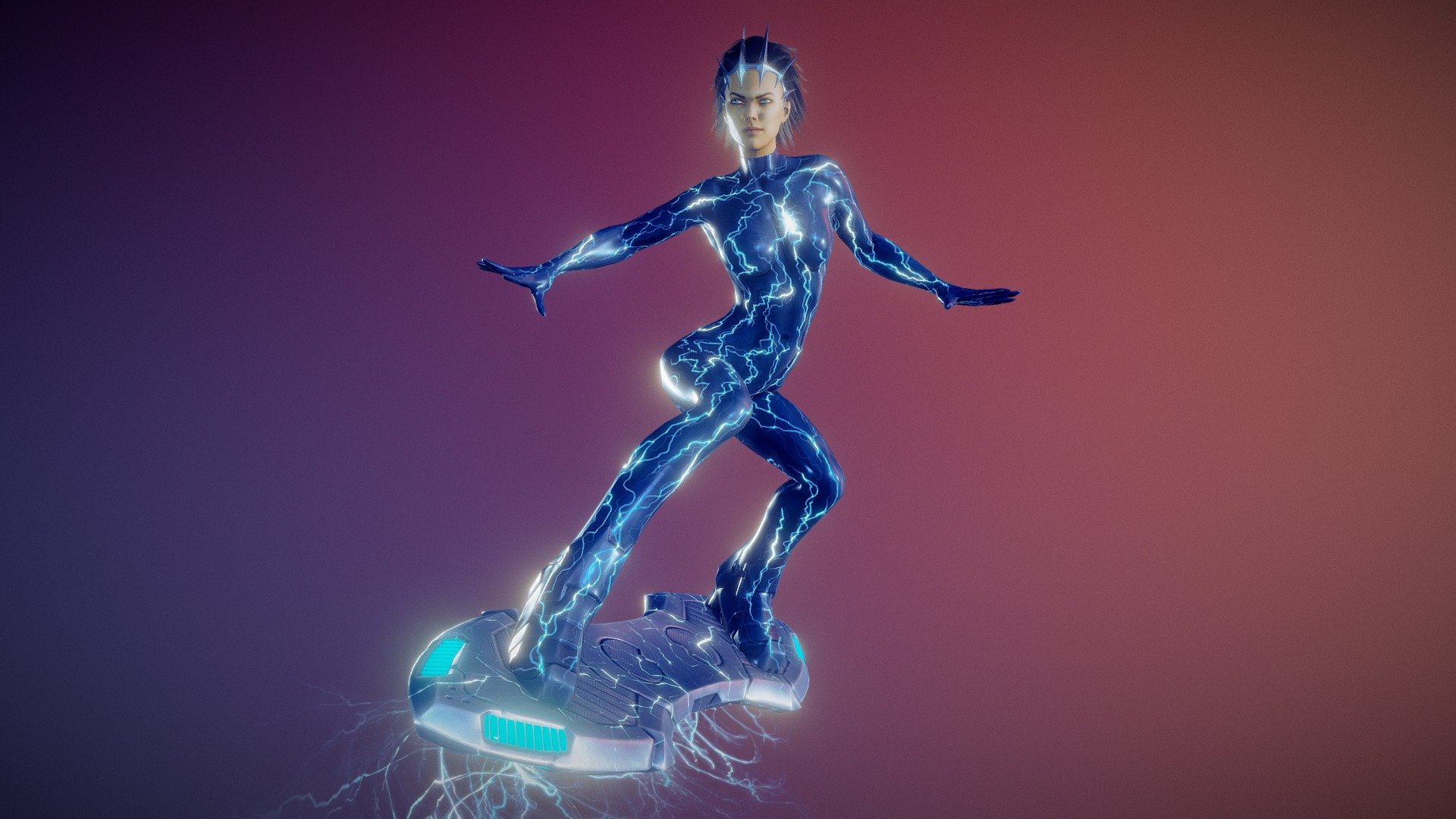 Comic super-heroine Blue Shift - 3D model by SEVEZ [4bc3c4d] - Sketchfab