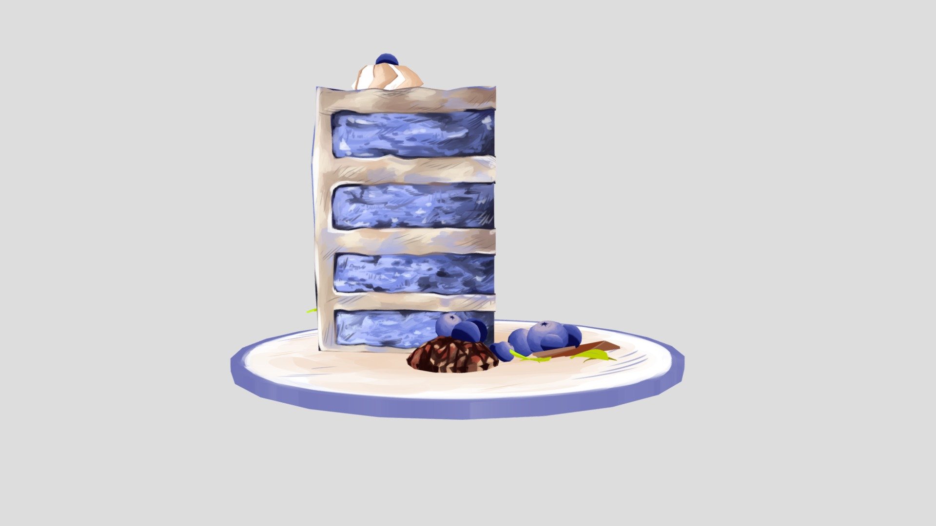 Blueberry Cake - 3D model by SaltyHamRamen [4bc6f1d] - Sketchfab