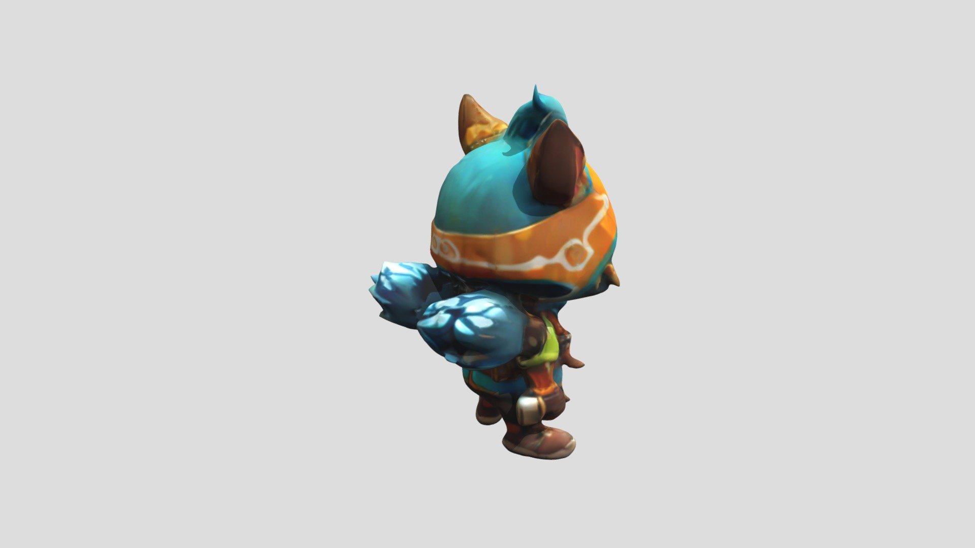a cartoon fox wearing a hat with the letter c - Download Free 3D model ...