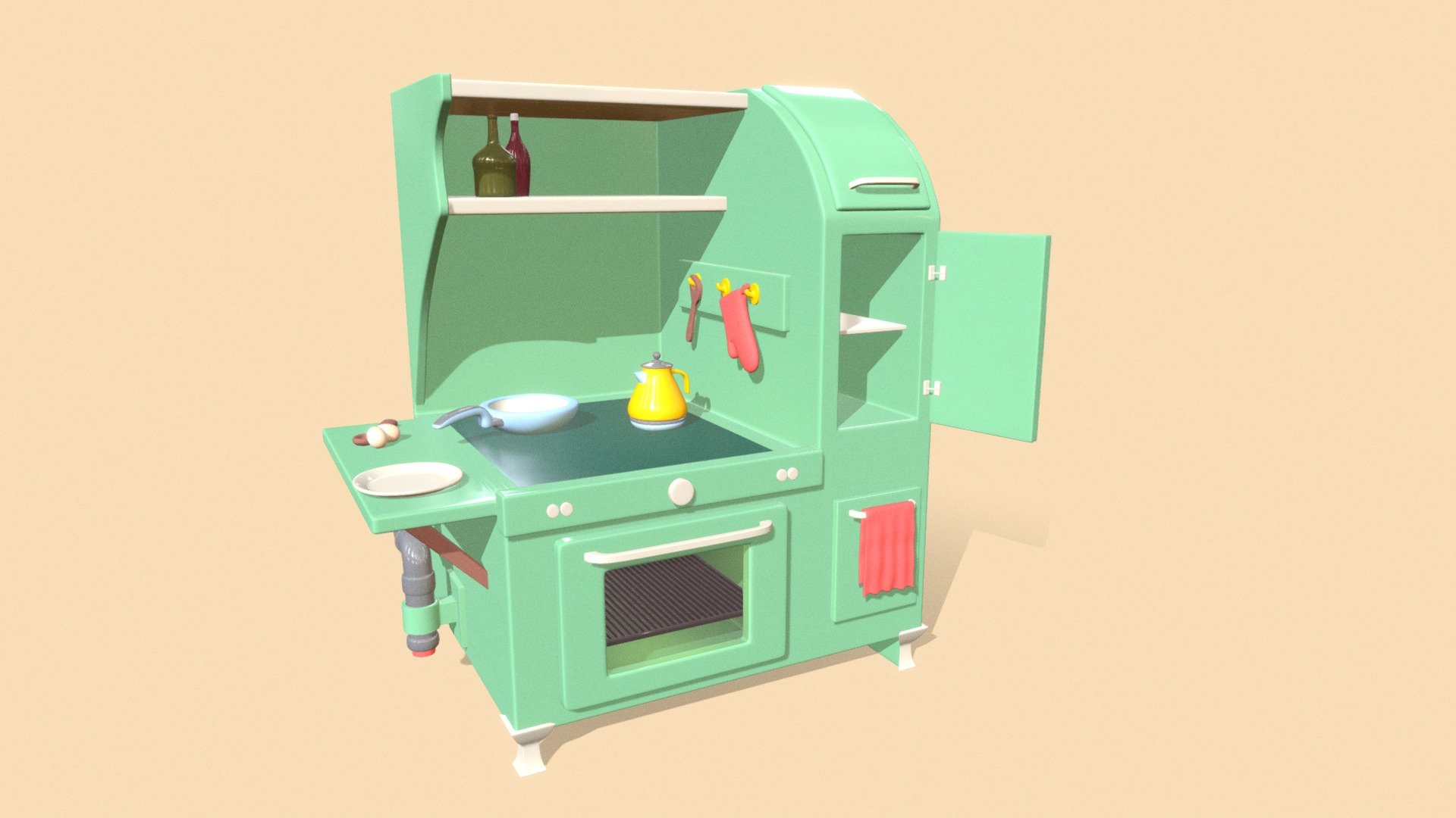 Stylized Vintage Stove High poly - 3D model by tdepapas [4beb474 ...