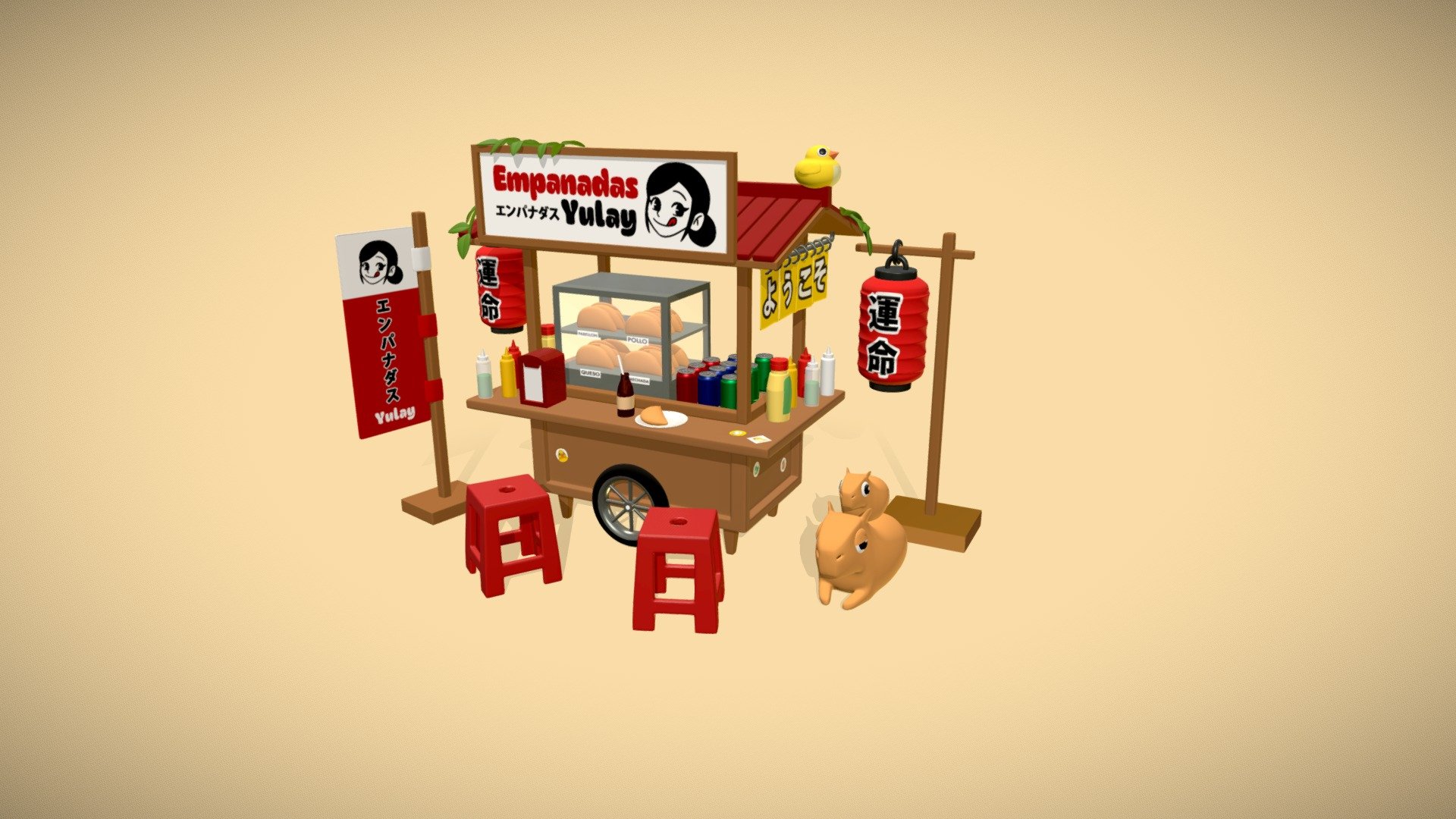 Latin - Japanese food cart - 3D model by yulay_art [4befbfc] - Sketchfab