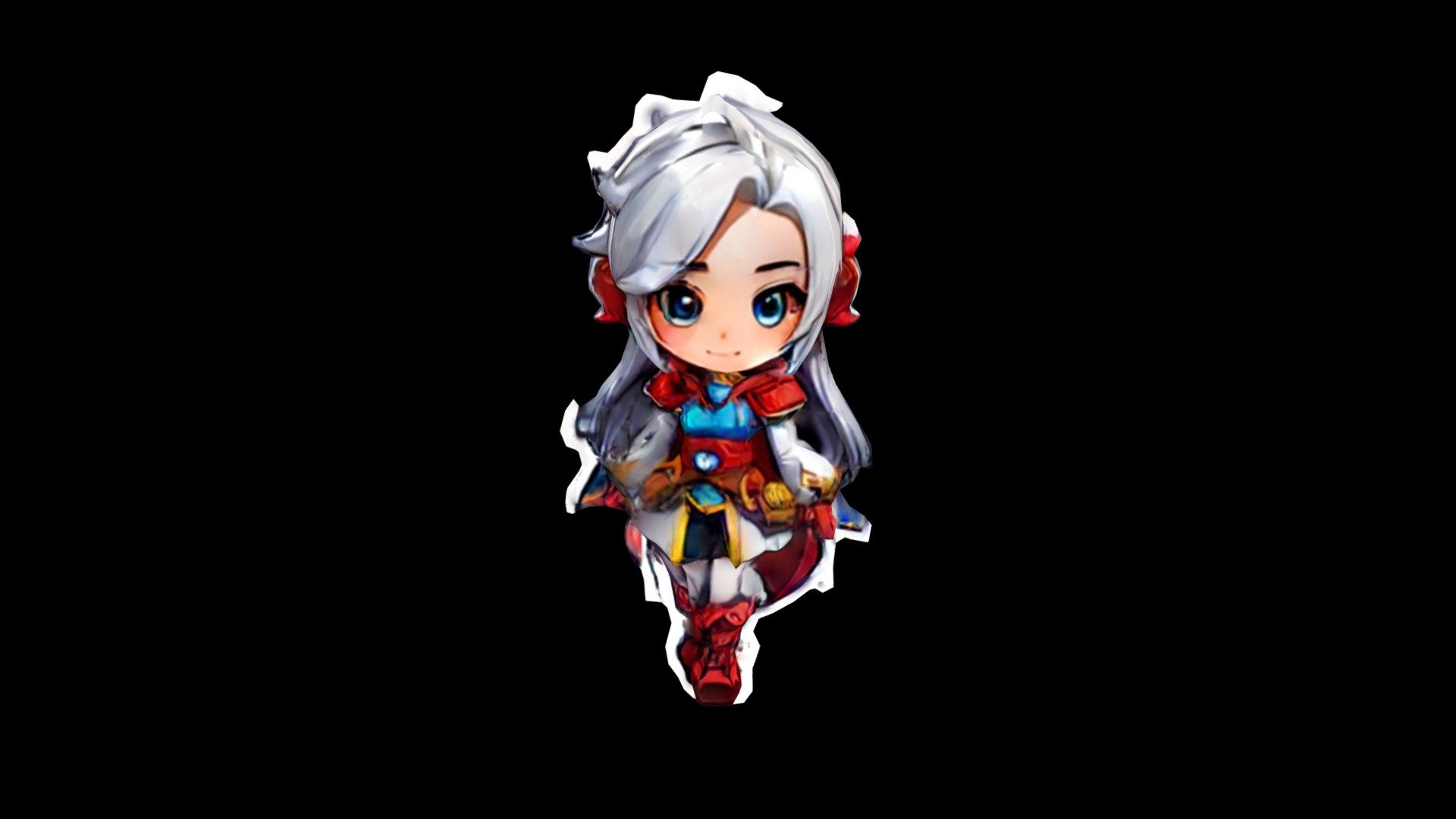 A sticker featuring a chibi-style character with - Download Free 3D ...